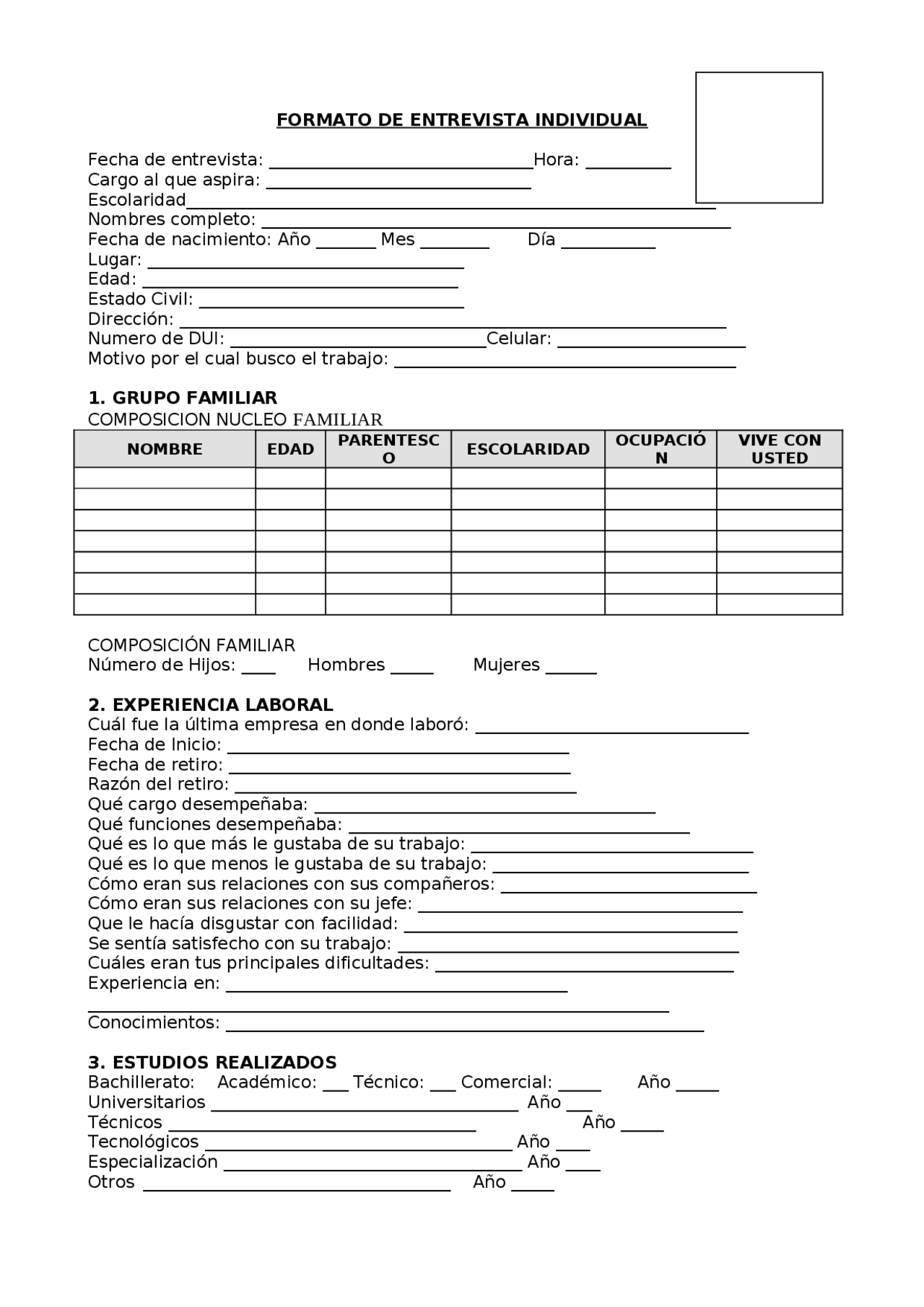 Es un formato de entrevista de trabajo | Guías, Proyectos ...