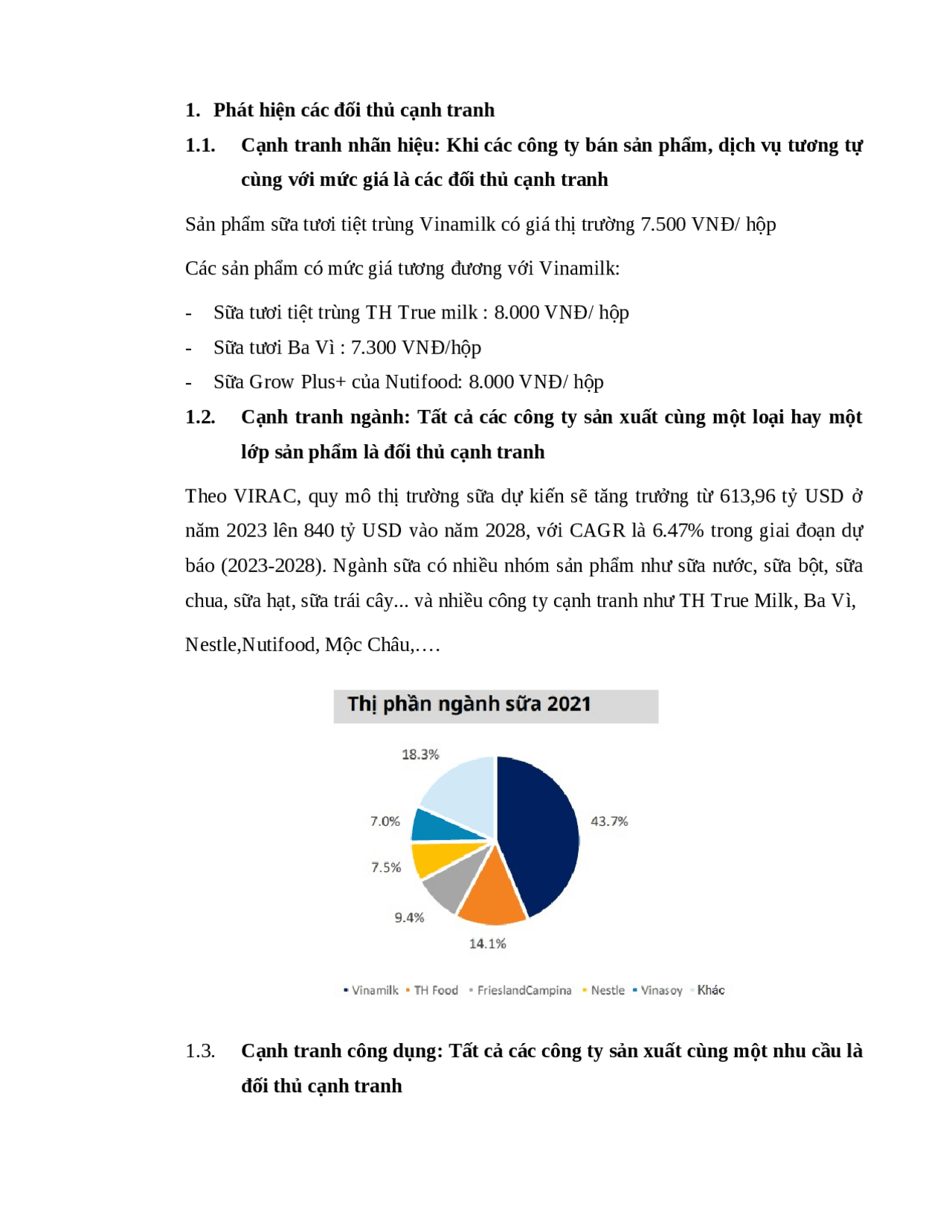 Đối Thủ Cạnh Tranh Của Vinamilk Schemes And Mind Maps Marketing Docsity