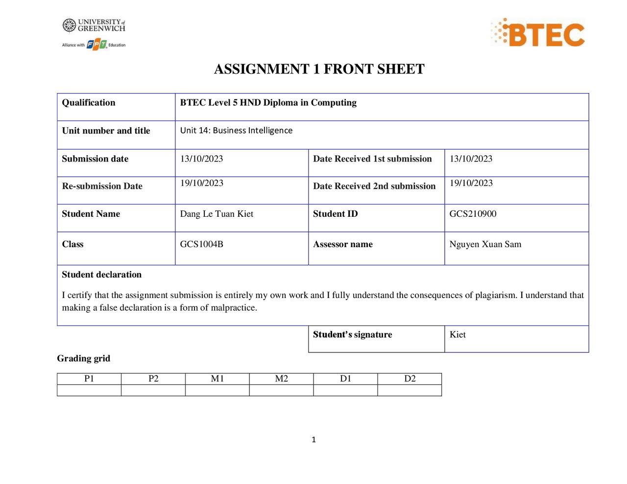 Assignment 1 Business Intelligence Assignments Artificial