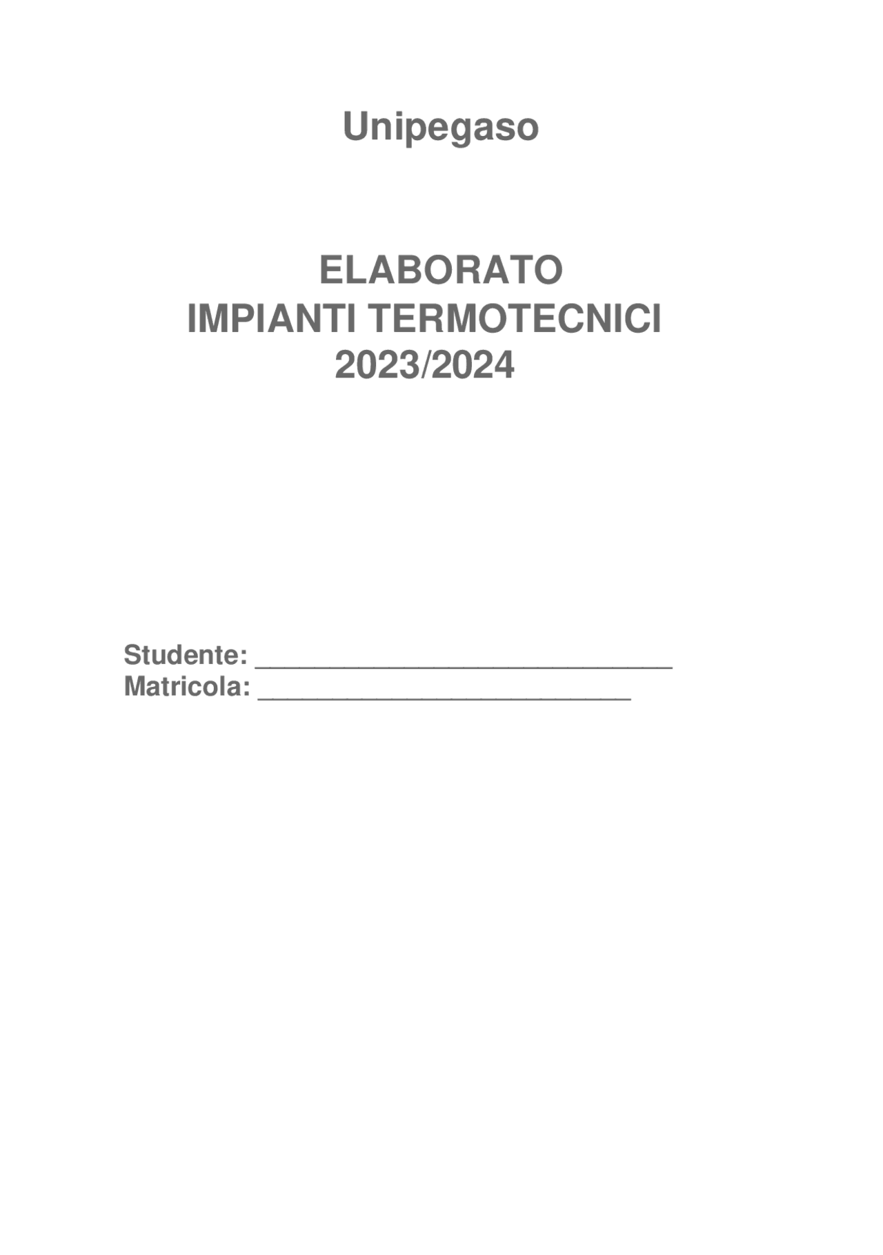 Impianti Termotecnici Esercizi Di Impianti Tecnici Docsity
