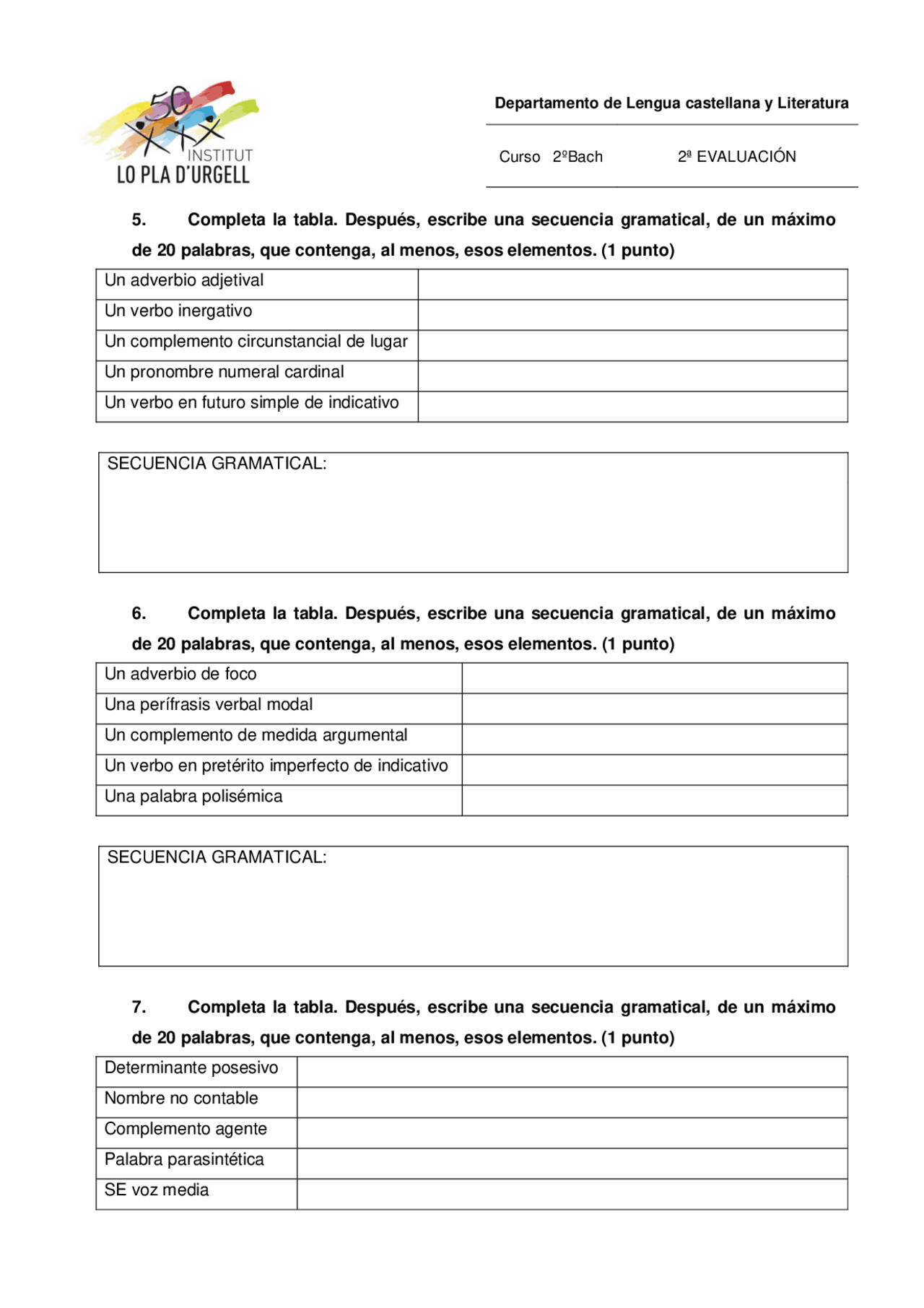 Ejercicios De Pares MÍnimos Y Inversos Ejercicios De Lengua Y