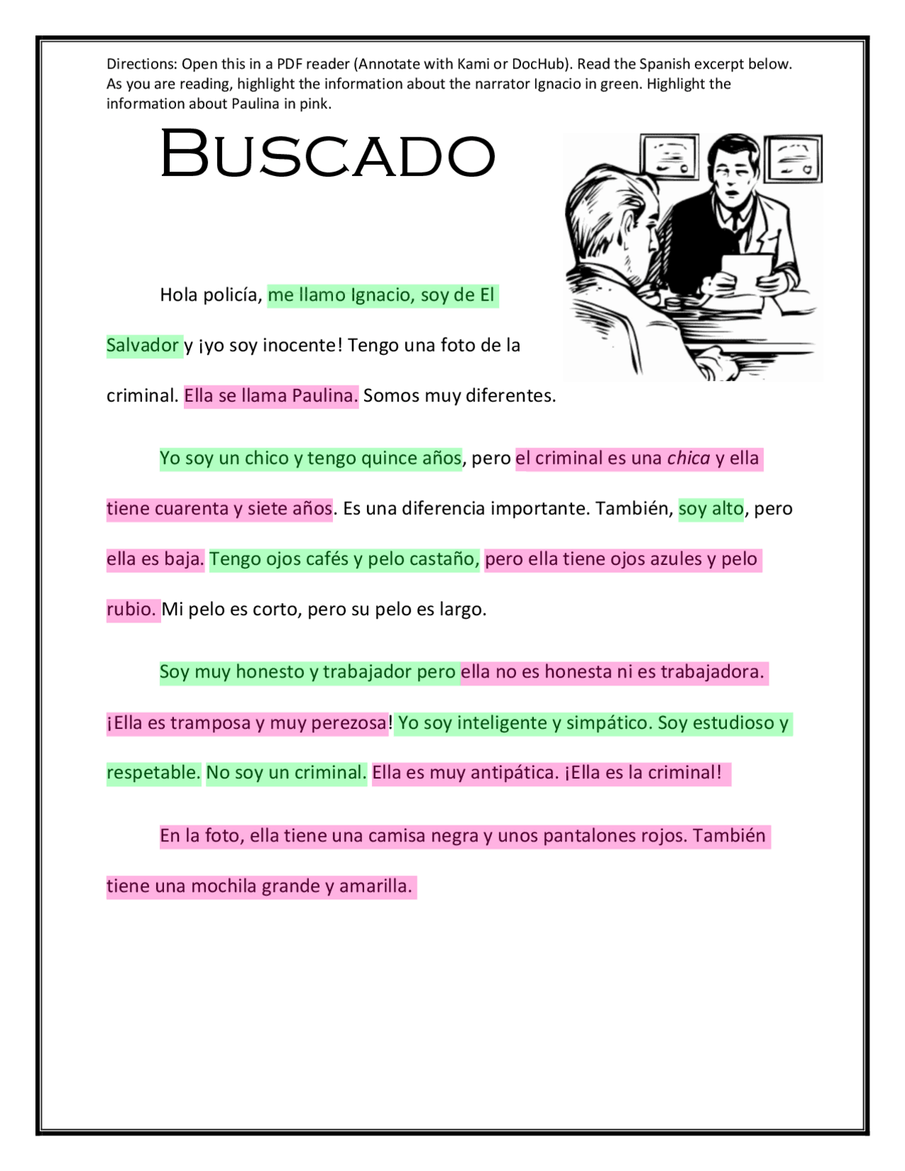 The Buscando Project Cheat Sheet Spanish Docsity