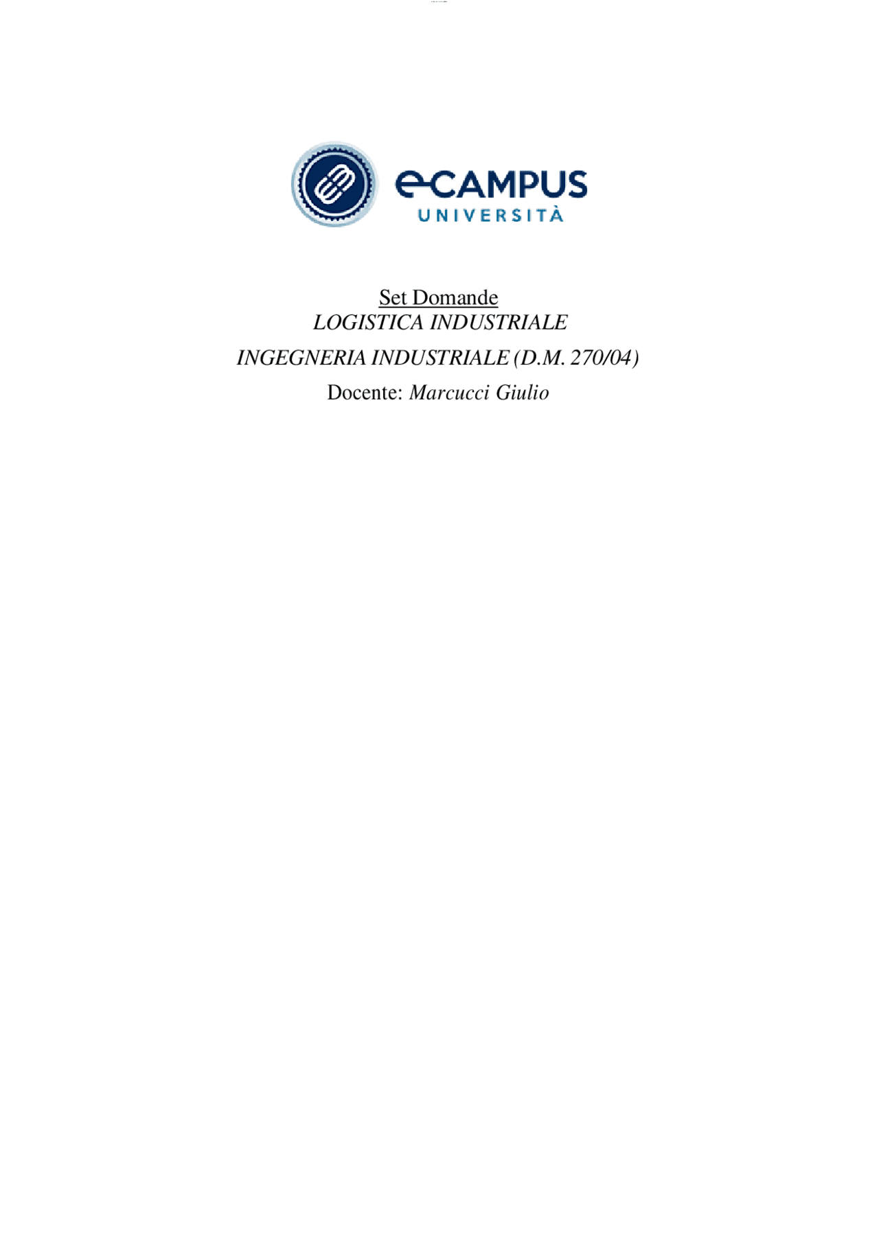 Paniere chiuse COMPLETO - LOGISTICA INDUSTRIALE - Prof. Marcucci Giulio ...