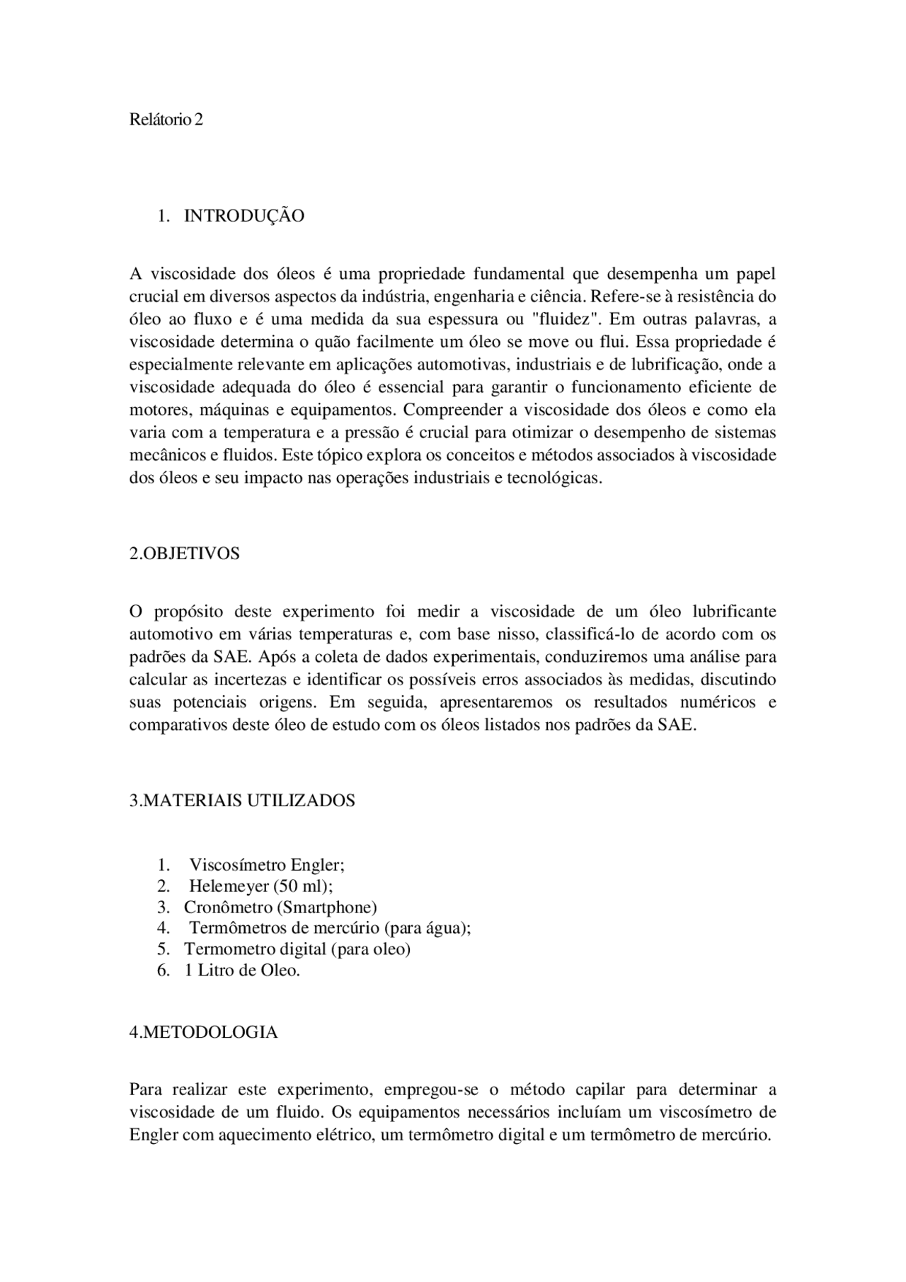 Relatorio De Mecanica Dos Fluidos Viscosidade De Oleos Manuais