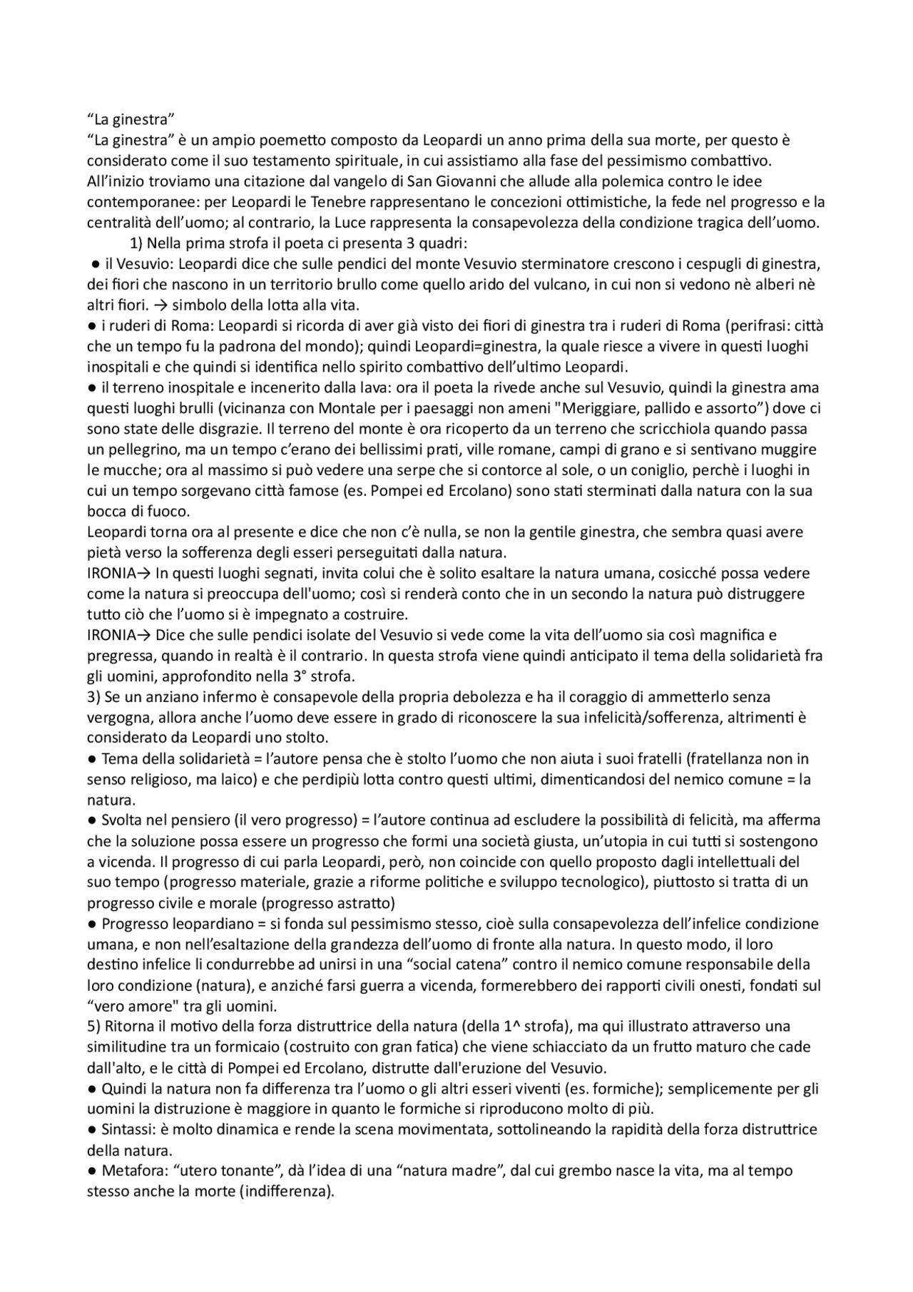 Analisi Di La Ginestra Schemi E Mappe Concettuali Di Italiano Docsity