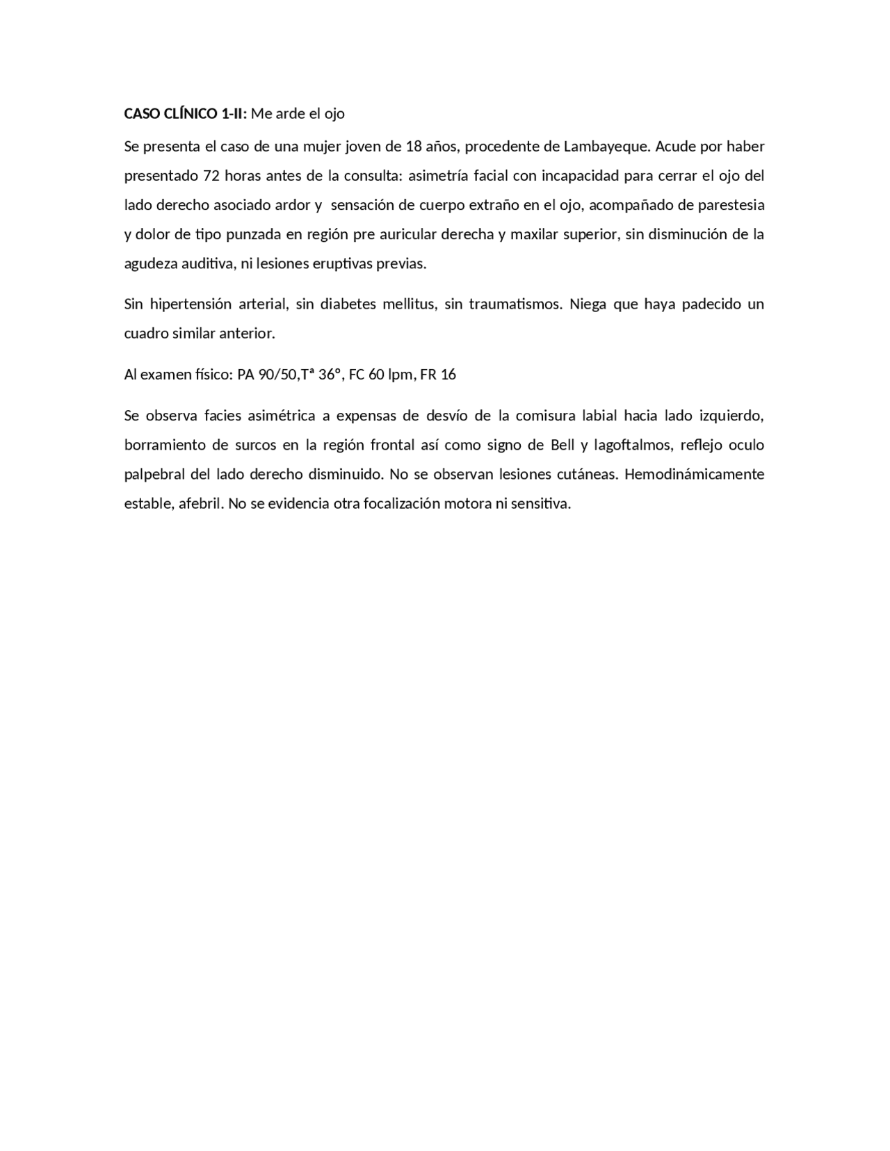 Caso Clínico De La Unidad Ii Ejercicios De Medicina Docsity