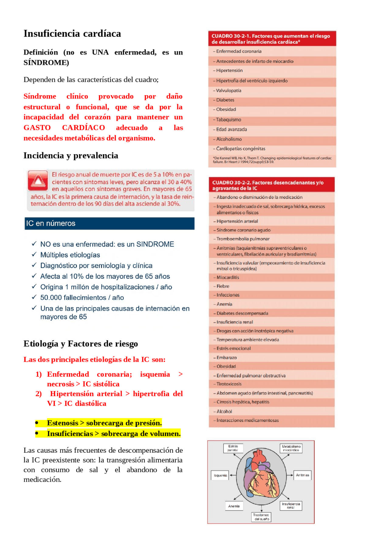 Insuficiencia Cardíaca Resúmenes De Fisiopatología Docsity
