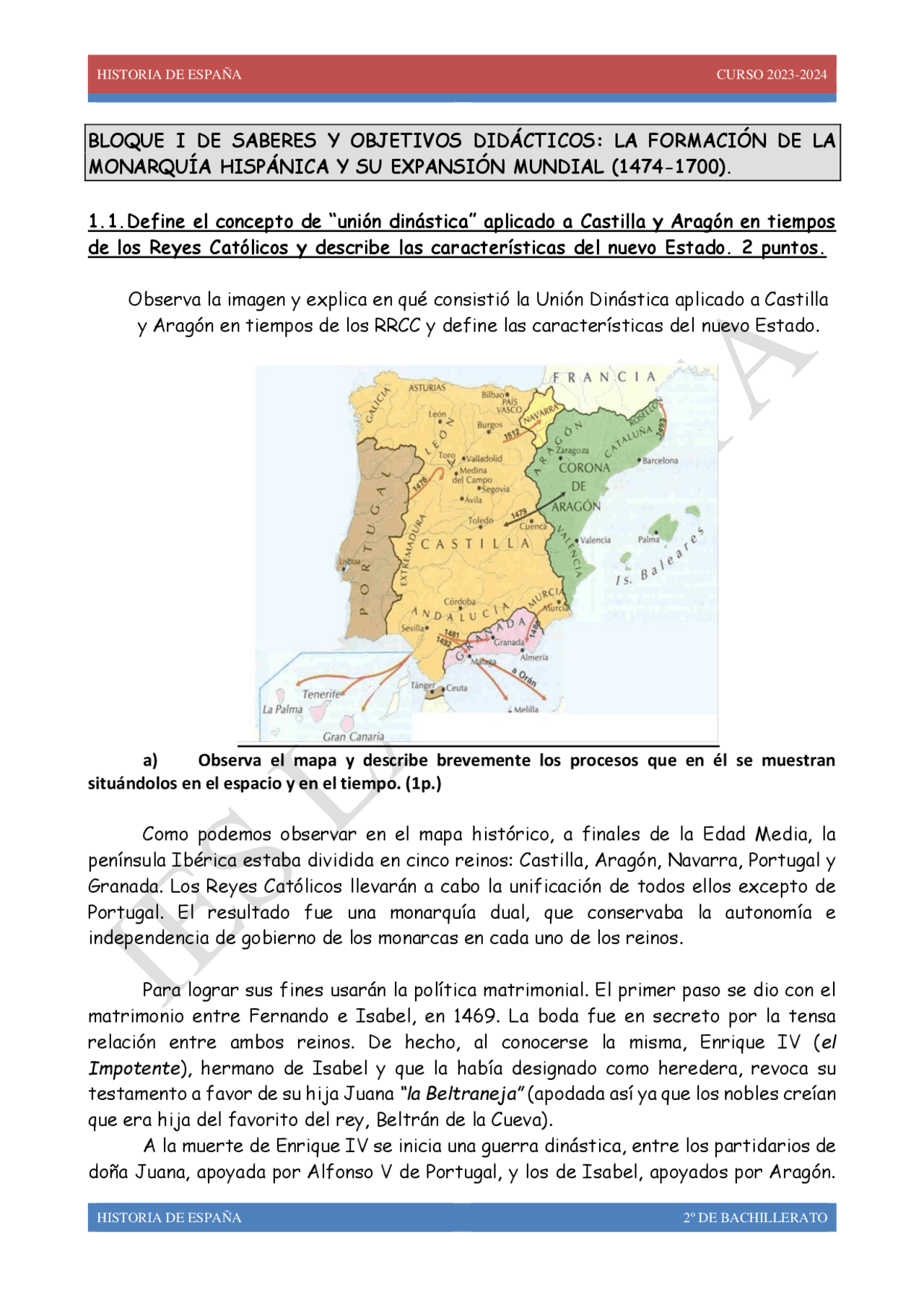 Historia de España examen resuelto | Apuntes de Historia de España ...