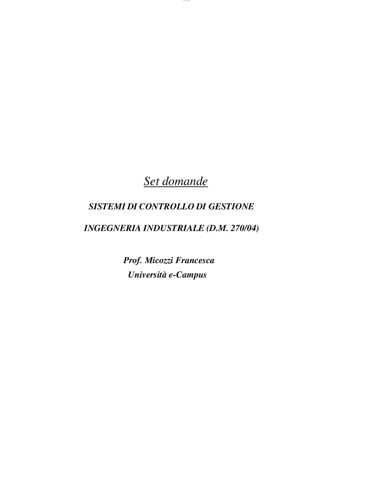 Paniere Chiuse Completo Sistemi Di Controllo Di Gestione Prof