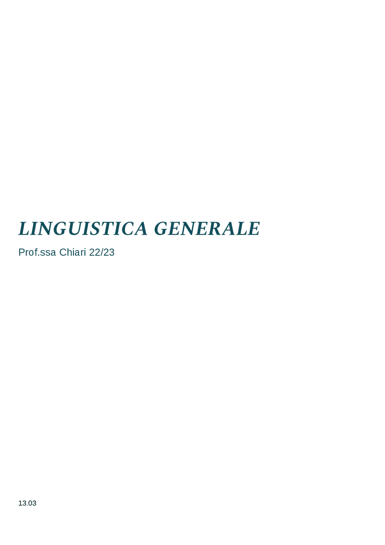Linguistica Generale Appunti Delle Lezioni Integrate Con Slides