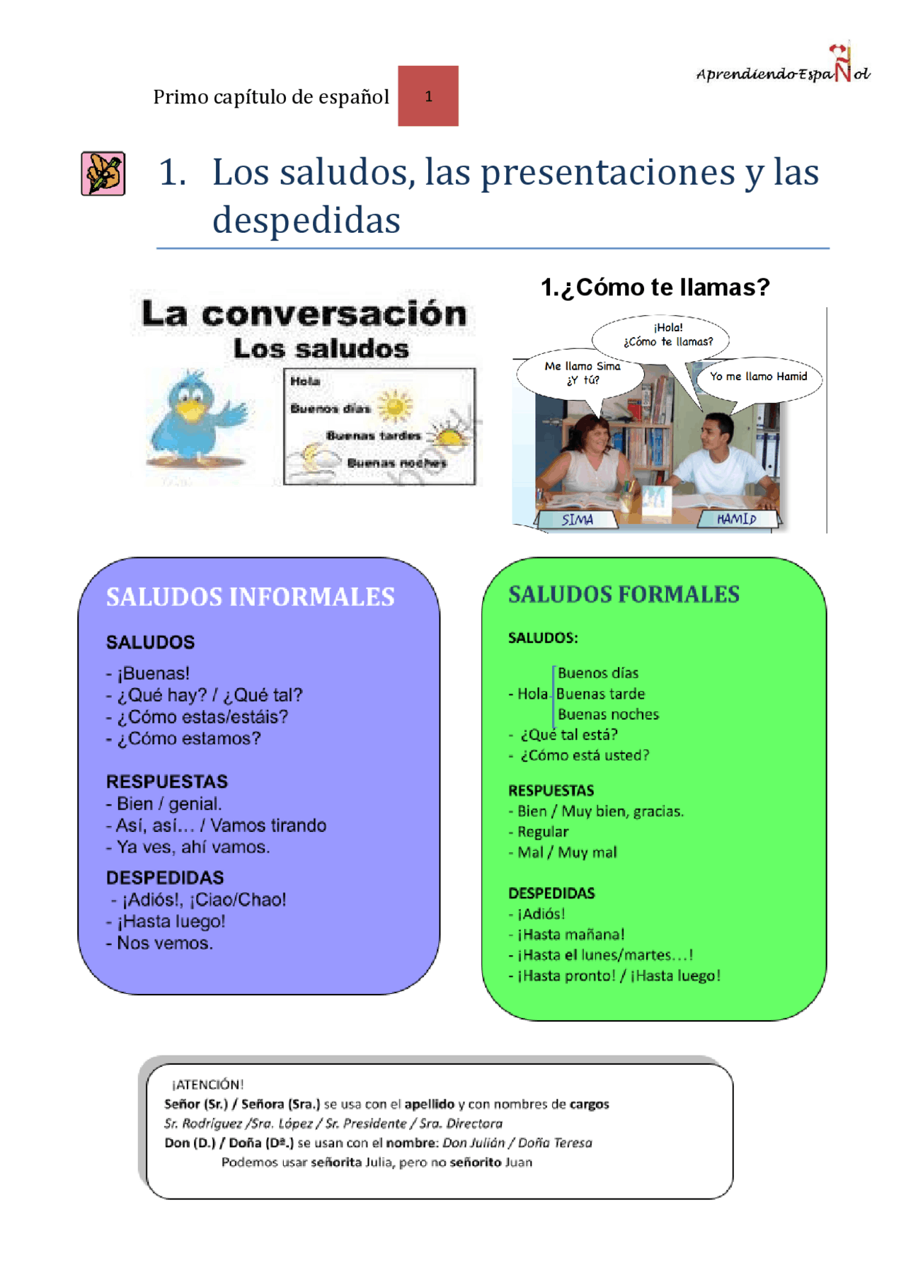 Me presento en español | Exercises Spanish | Docsity