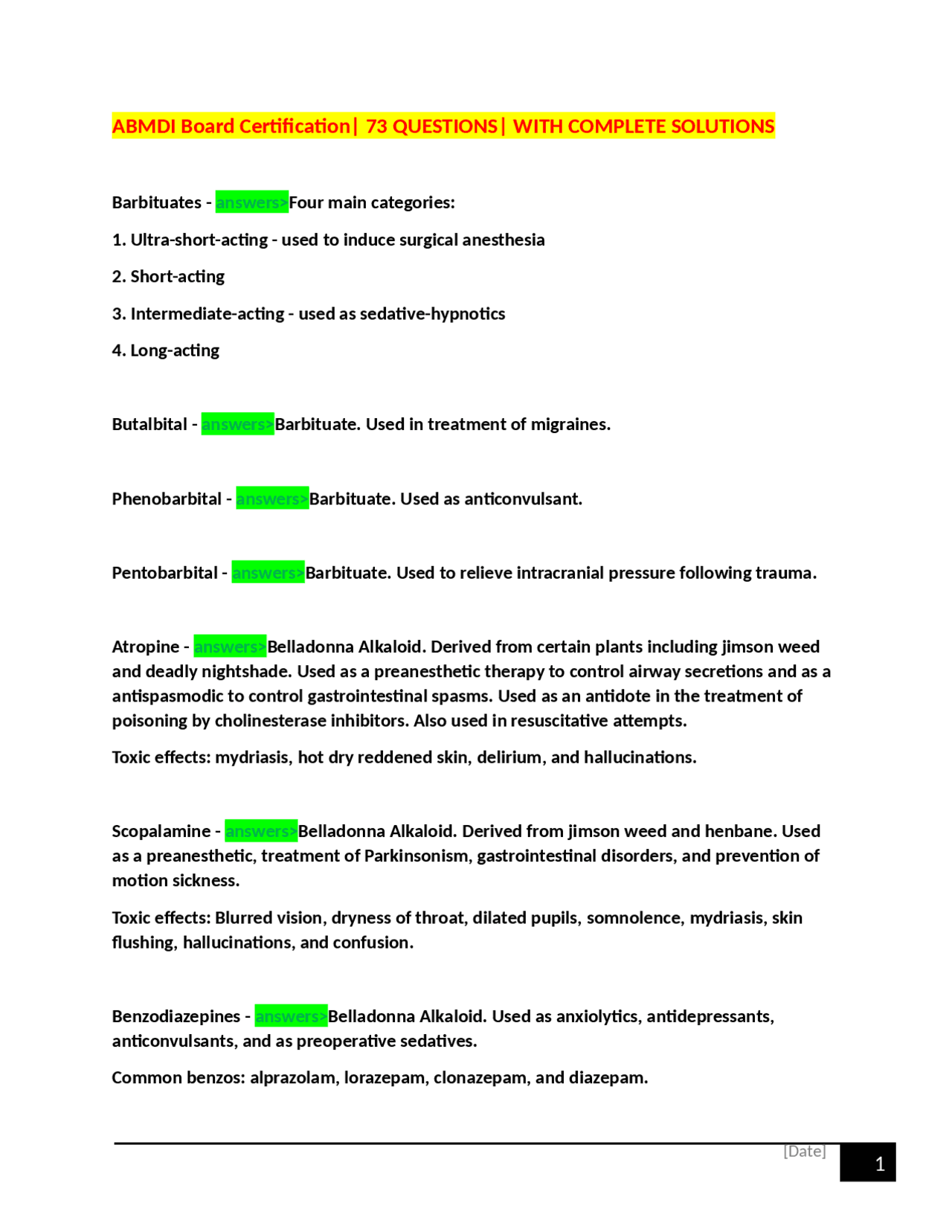 ABMDI Board Certification| 73 QUESTIONS| WITH COMPLETE SOLUTIONS ...