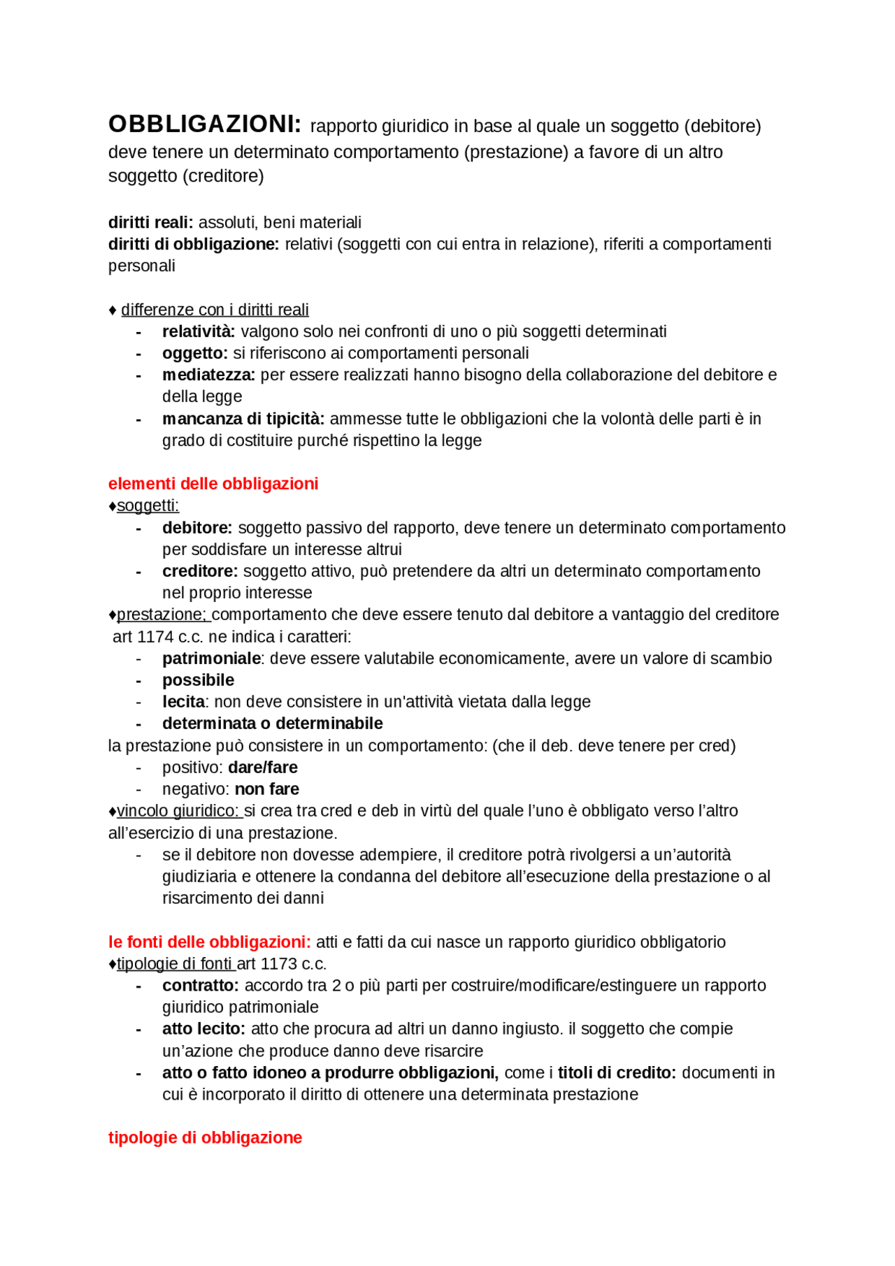 Obbligazioni Diritto Schemi E Mappe Concettuali Di Diritto Docsity