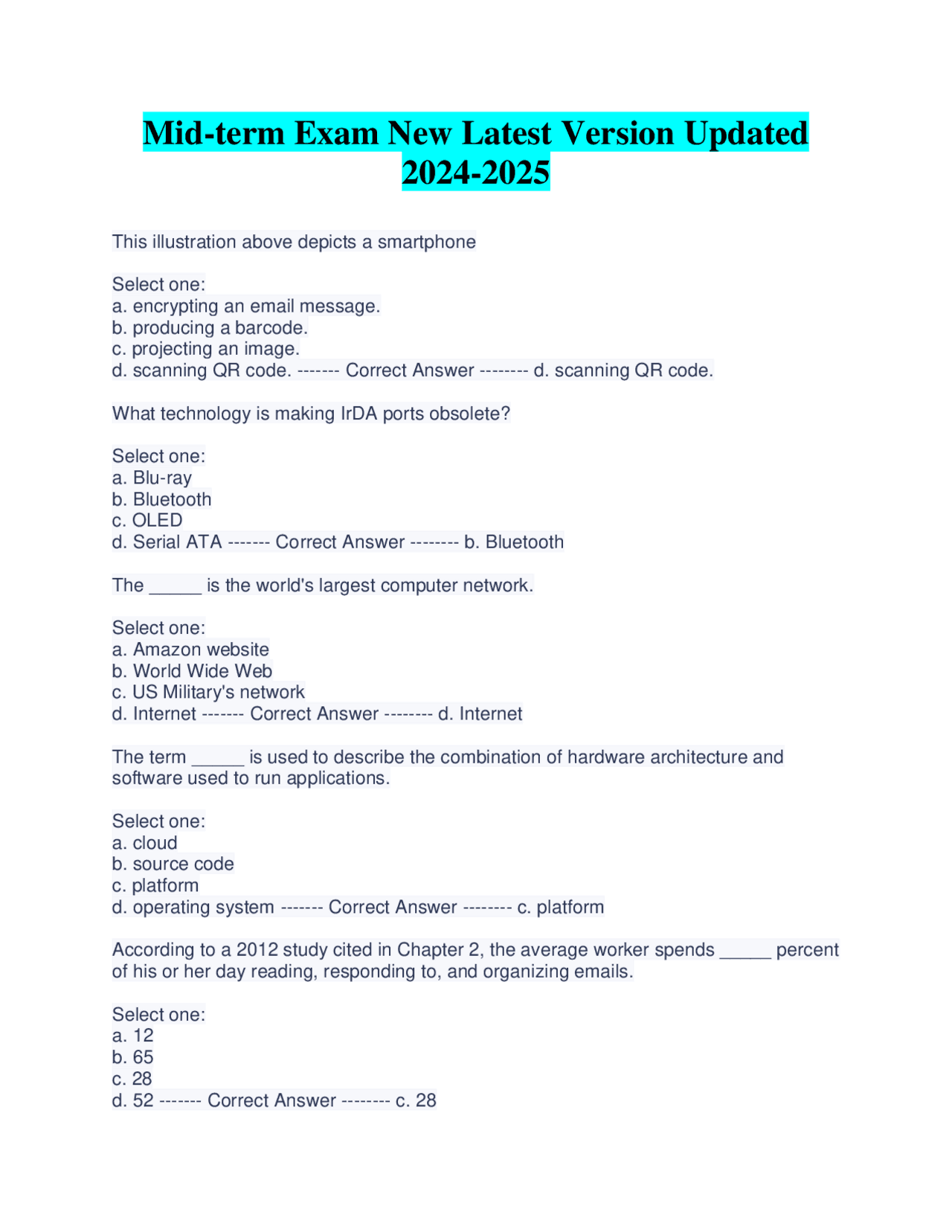 Technology and Computer Science Mid-term Exam | Exams Computer Science ...