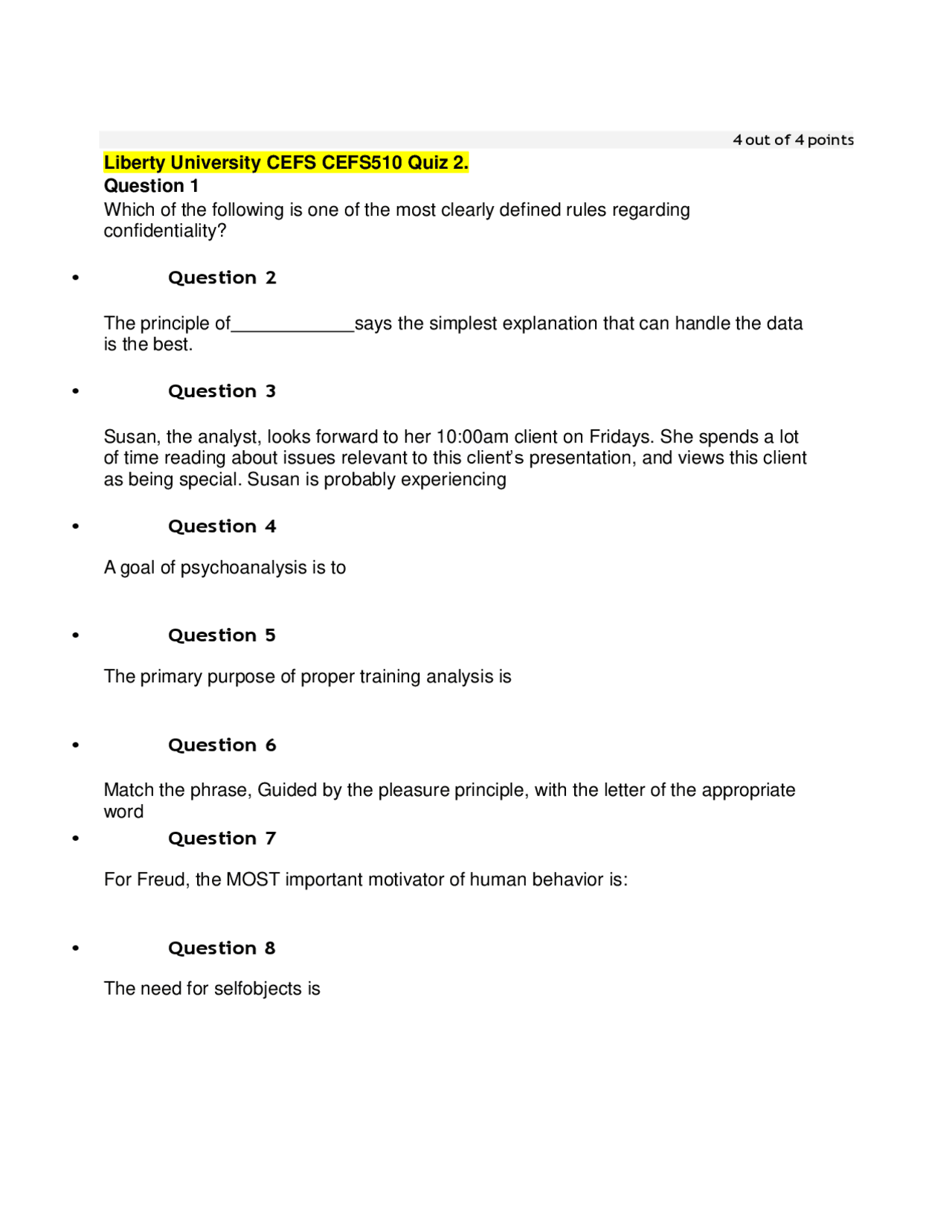 Liberty university cefs cefs 510 quiz 2 answered | Exams Mathematics | Docsity