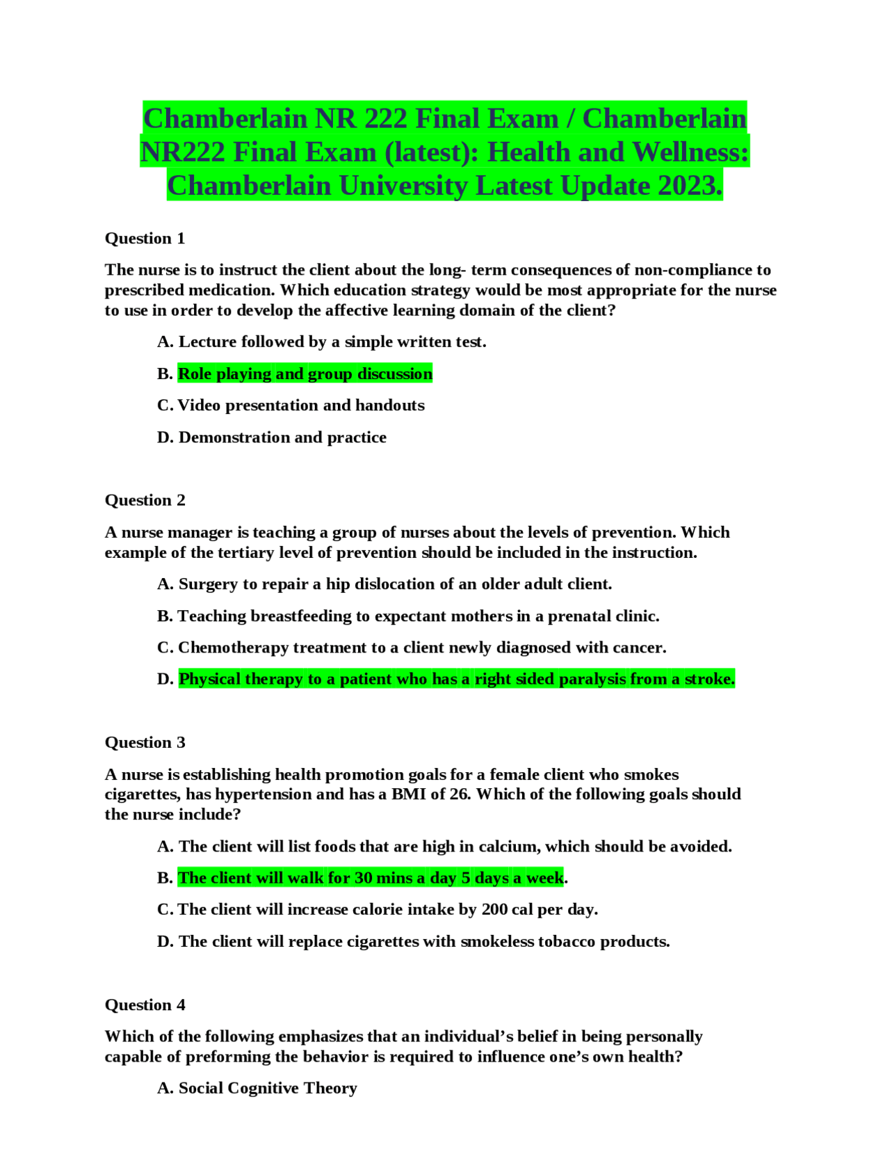 Chamberlain NR 222 Final Exam / Chamberlain NR222 Final Exam (latest ... Chamberlain NR 222 Final Exam / Chamberlain NR222 Final Exam (latest ...