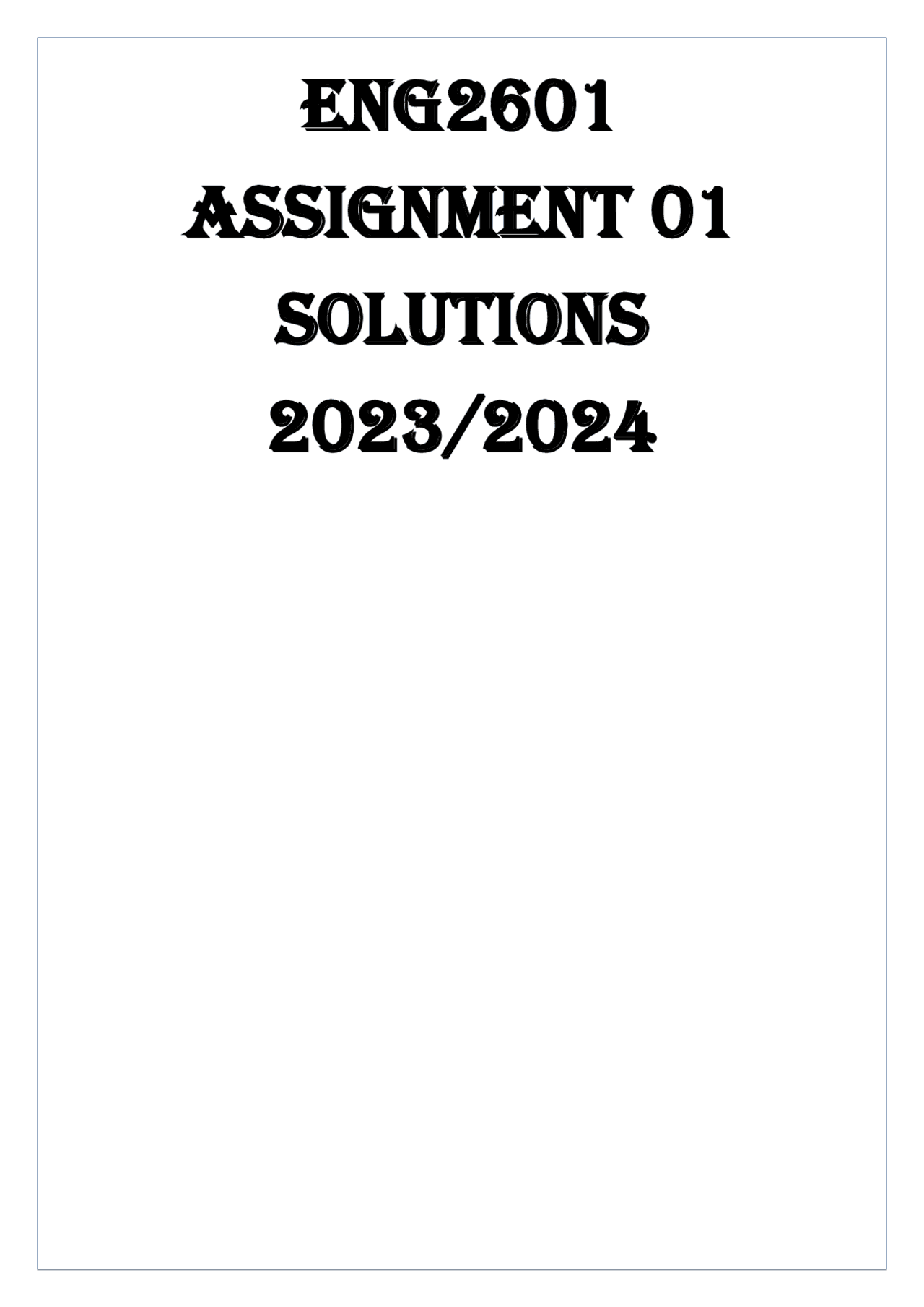 ENG 2601 ASSIGNMENT 1 SOLUTIONS 20232024 | Exams English Literature | Docsity