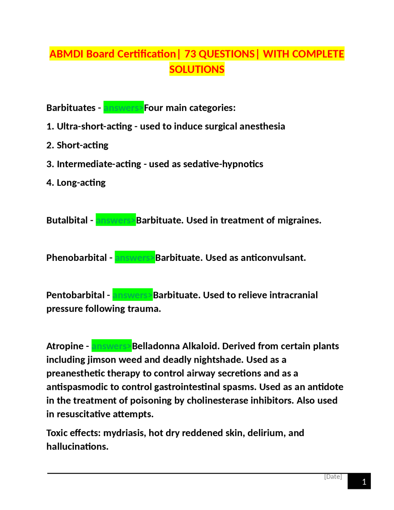 ABMDI Board Certification| 73 QUESTIONS| WITH COMPLETE SOLUTIONS ...