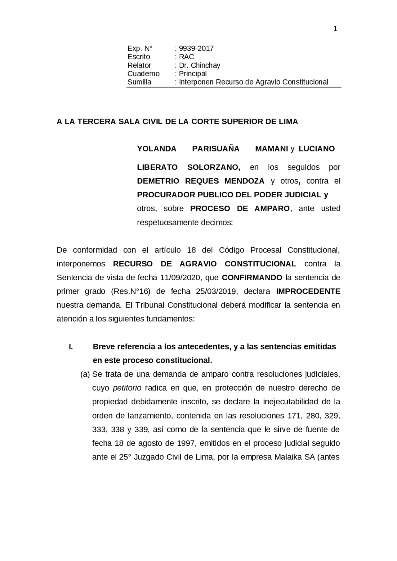 Recurso de agravio recurso de agravio en todas las manifestaciones de ...