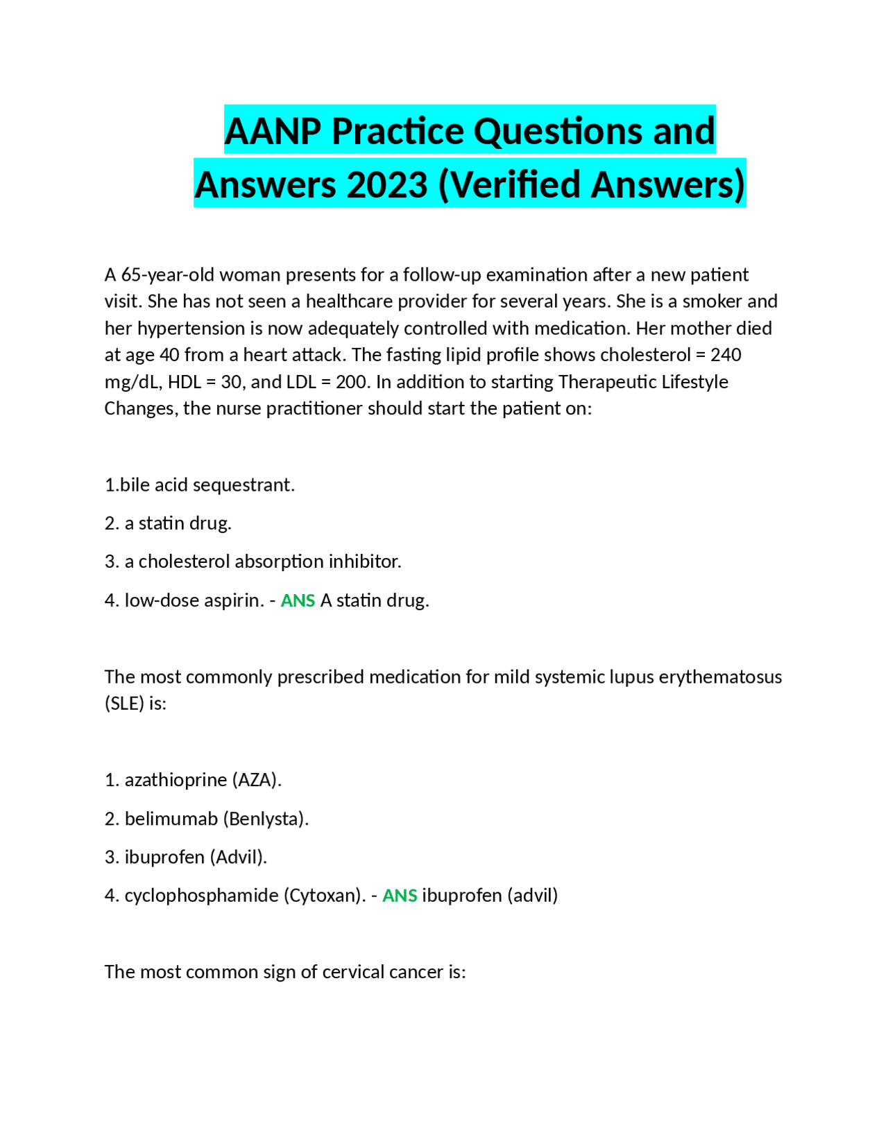 AANP Practice Questions and Answers 2023 (Verified Answers) | Exams ...