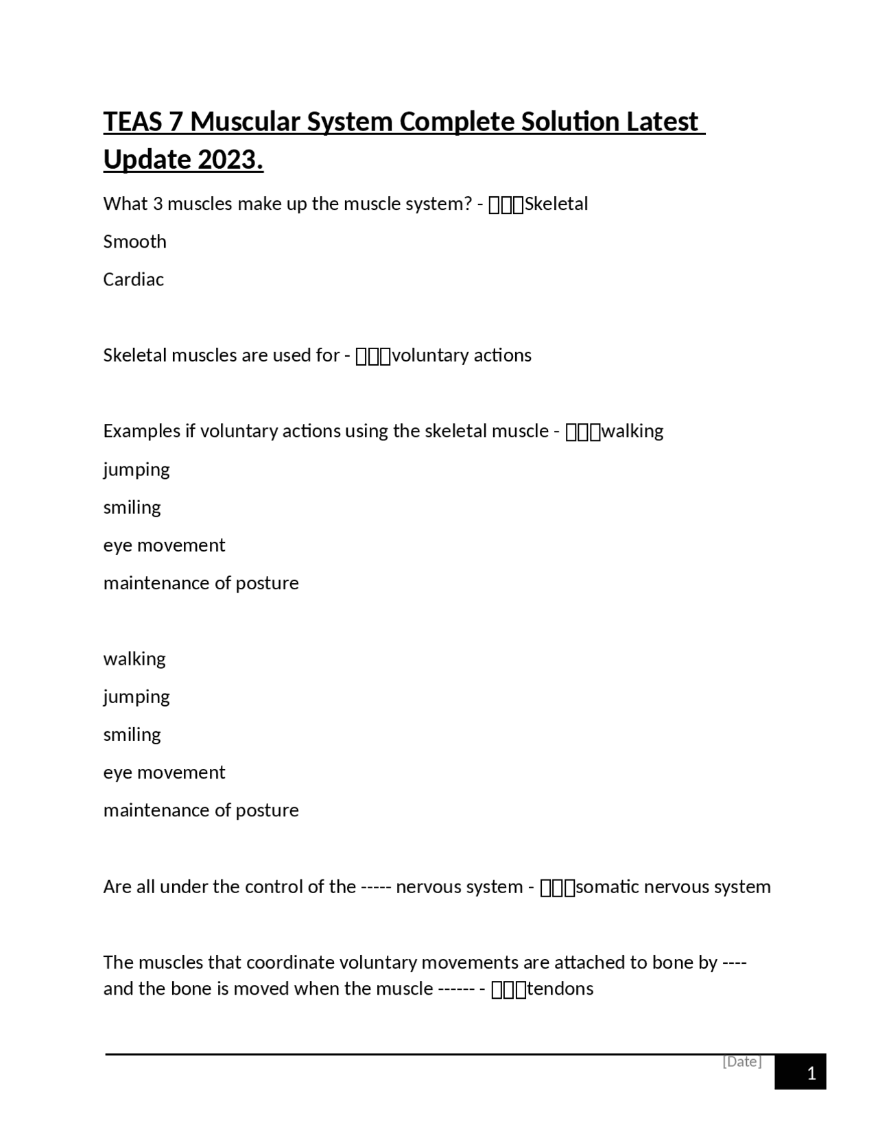 TEAS 7 Muscular System Complete Solution Latest Update 2023. | Exams ...