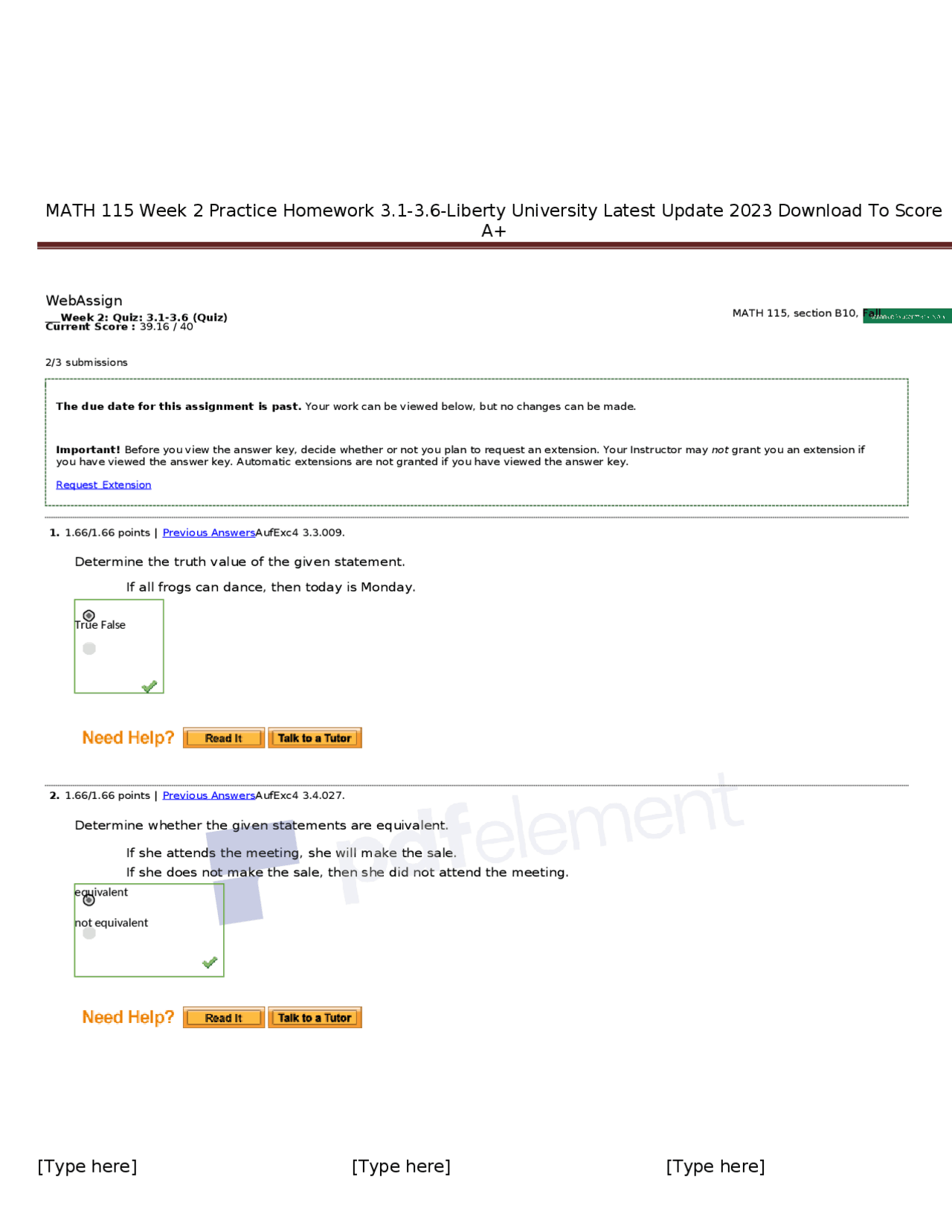 Math 115 Week 2 Practice Homework 3 1 3 6 Liberty University Latest Update 2023 Download T