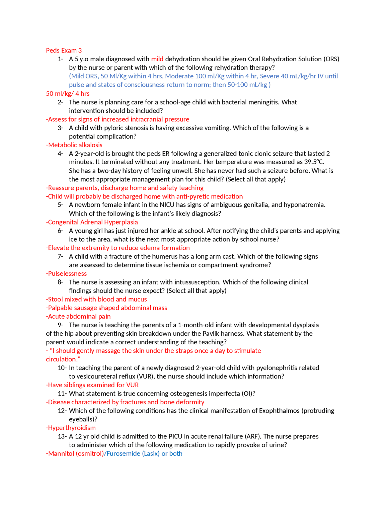 Nurs106 Peds Exam 3 Questions With Answers 2023 A Success Assured