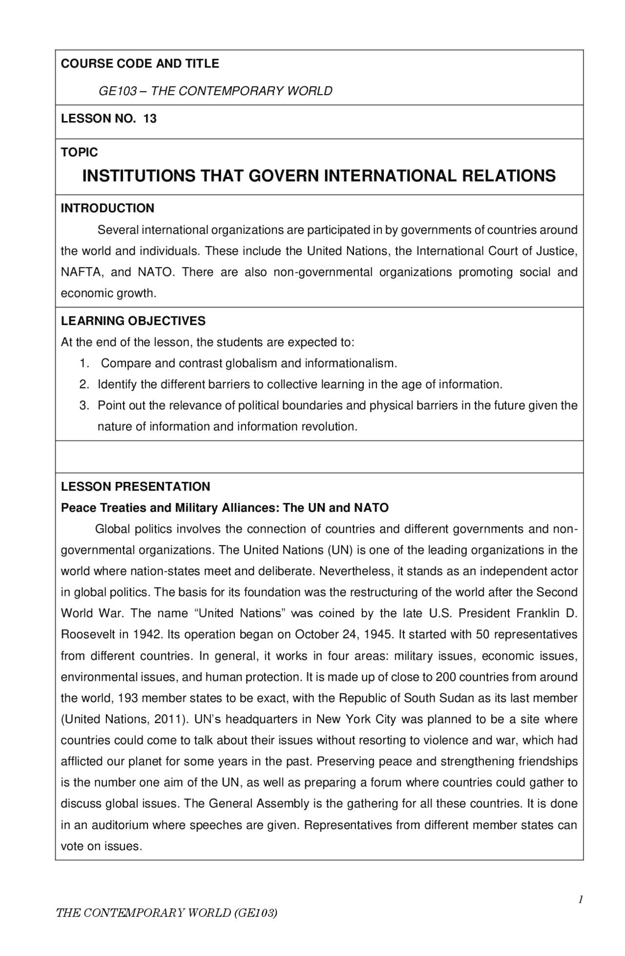 International Relations Cheat Sheet International Relations Docsity