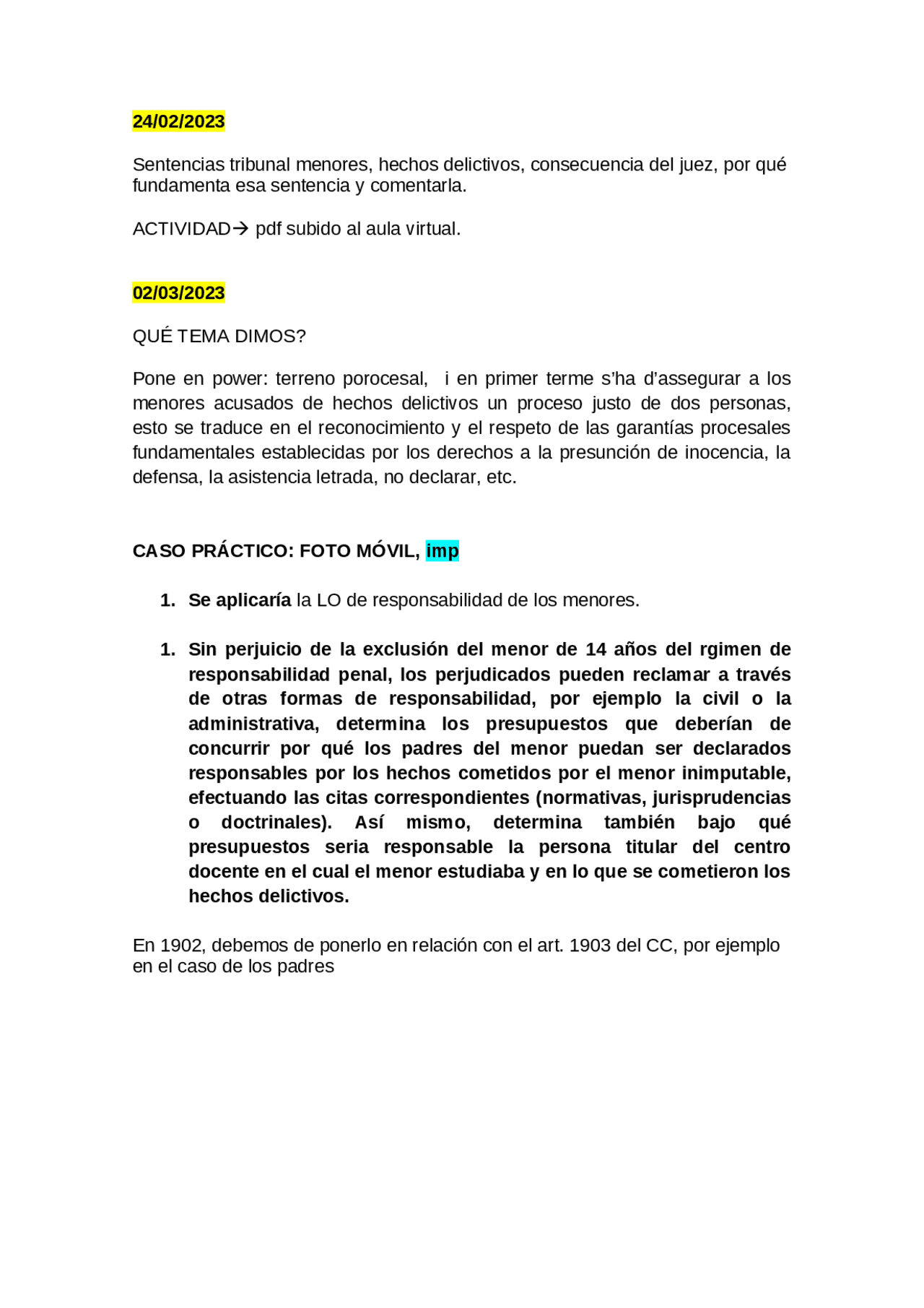 Dret Penal De Menores Apuntes De Derecho Penal Docsity