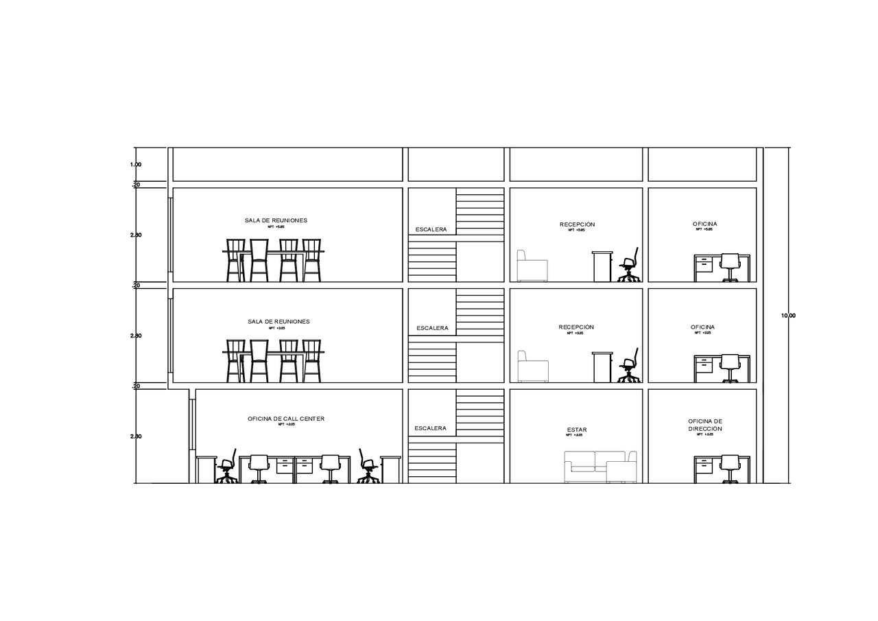Corte, vista en corte de una vivienda de 3 pisos | Guías, Proyectos ...