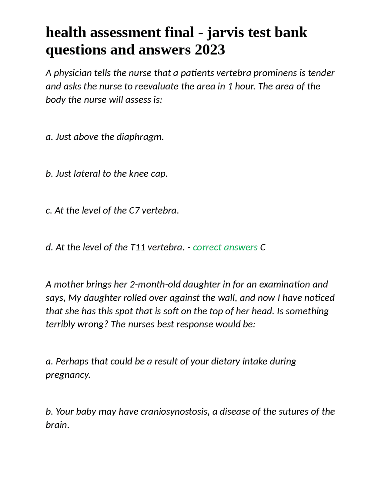 Health assessment final - jarvis test bank questions and answers 2023 ...