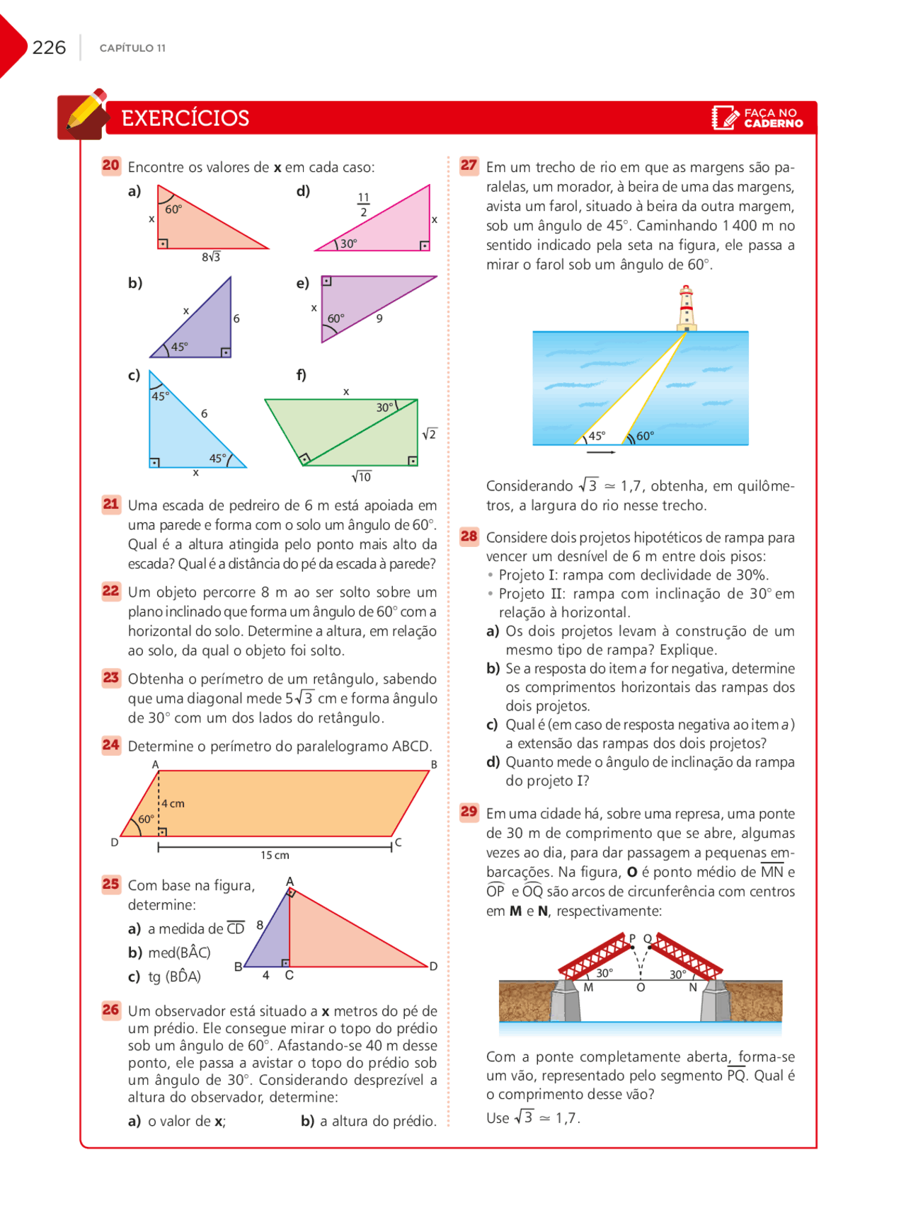 Ângulos notáveis em pdf | Exercícios Matemática | Docsity