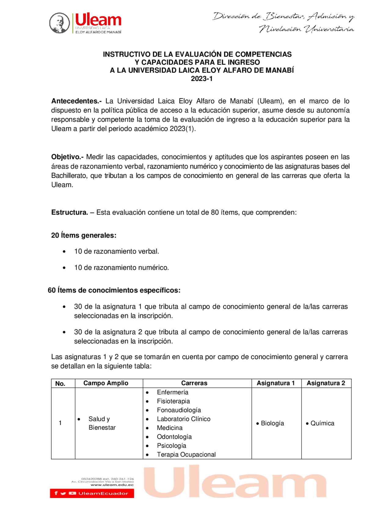 instructivo y temarios para la evaluación de ingreso | Guías, Proyectos, Investigaciones de ...