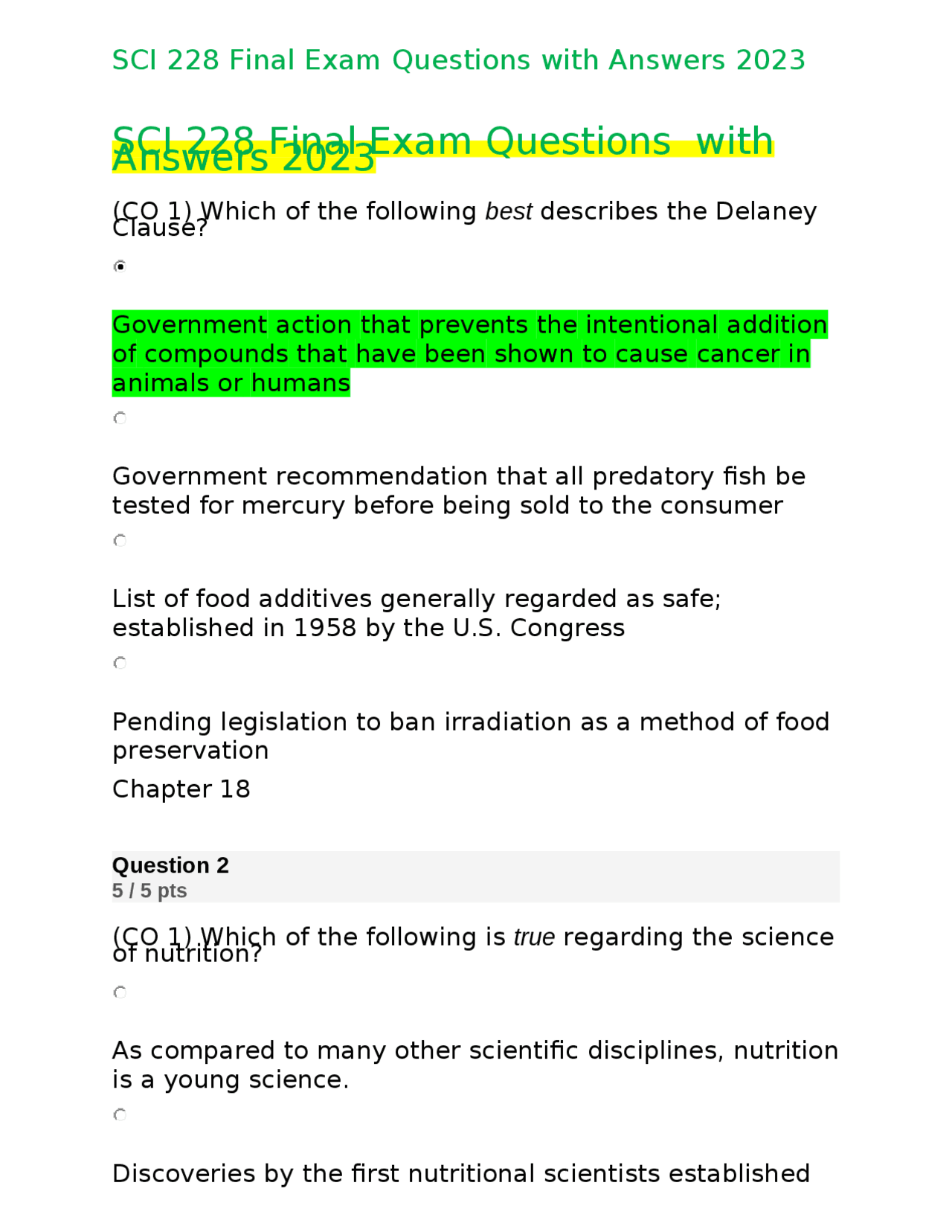 Sci 228 Final Exam Questions With Answers 2023 Exams Science