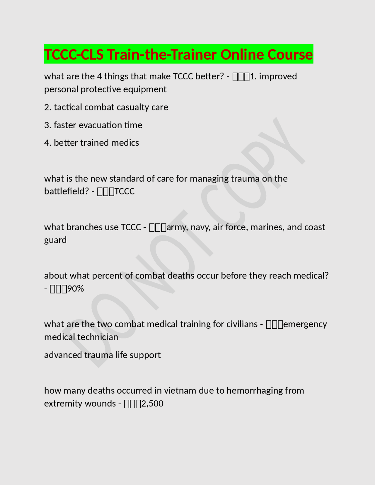 TCCC-CLS Train-the-Trainer Online Course | Exams Training and ...