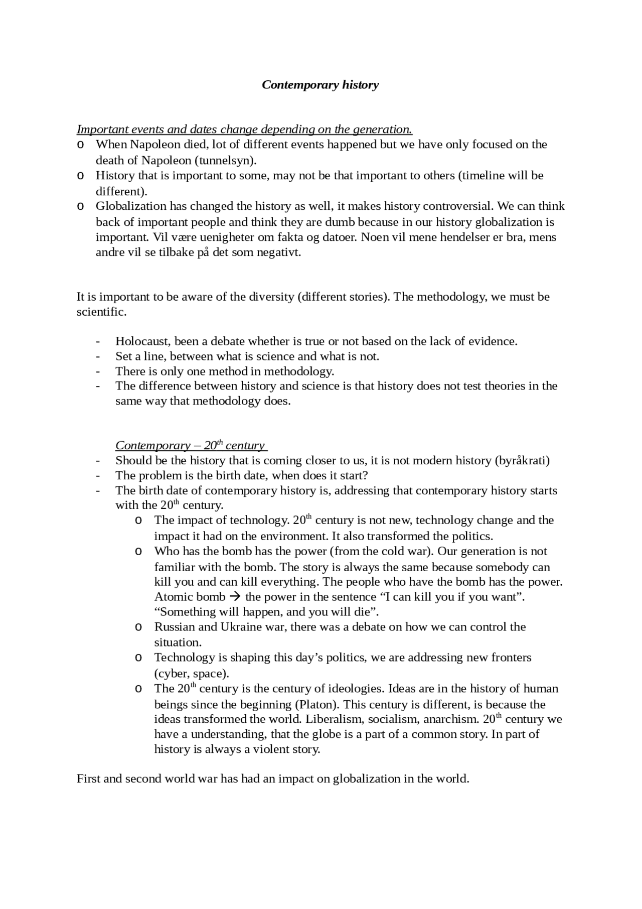 Contemporary history lesson 1 | Lecture notes Contemporary History ...