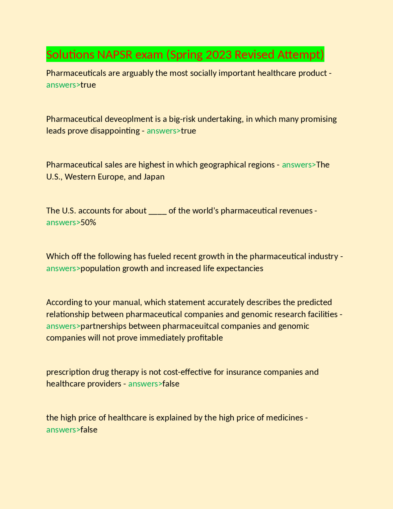 Solutions Napsr Exam Spring 2023 Revised Attempt Exams Health