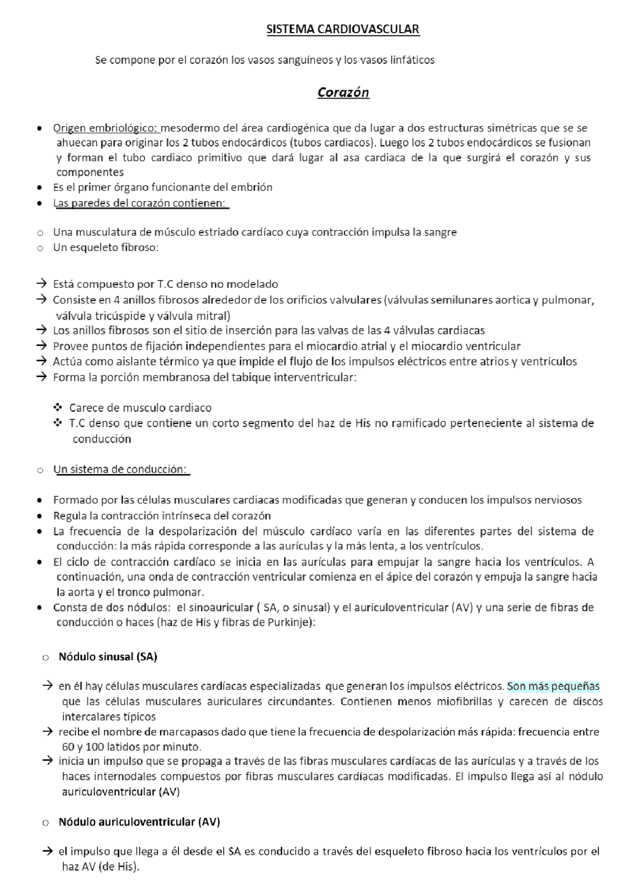 Sistema Cardiovascular Apuntes De Histología Docsity