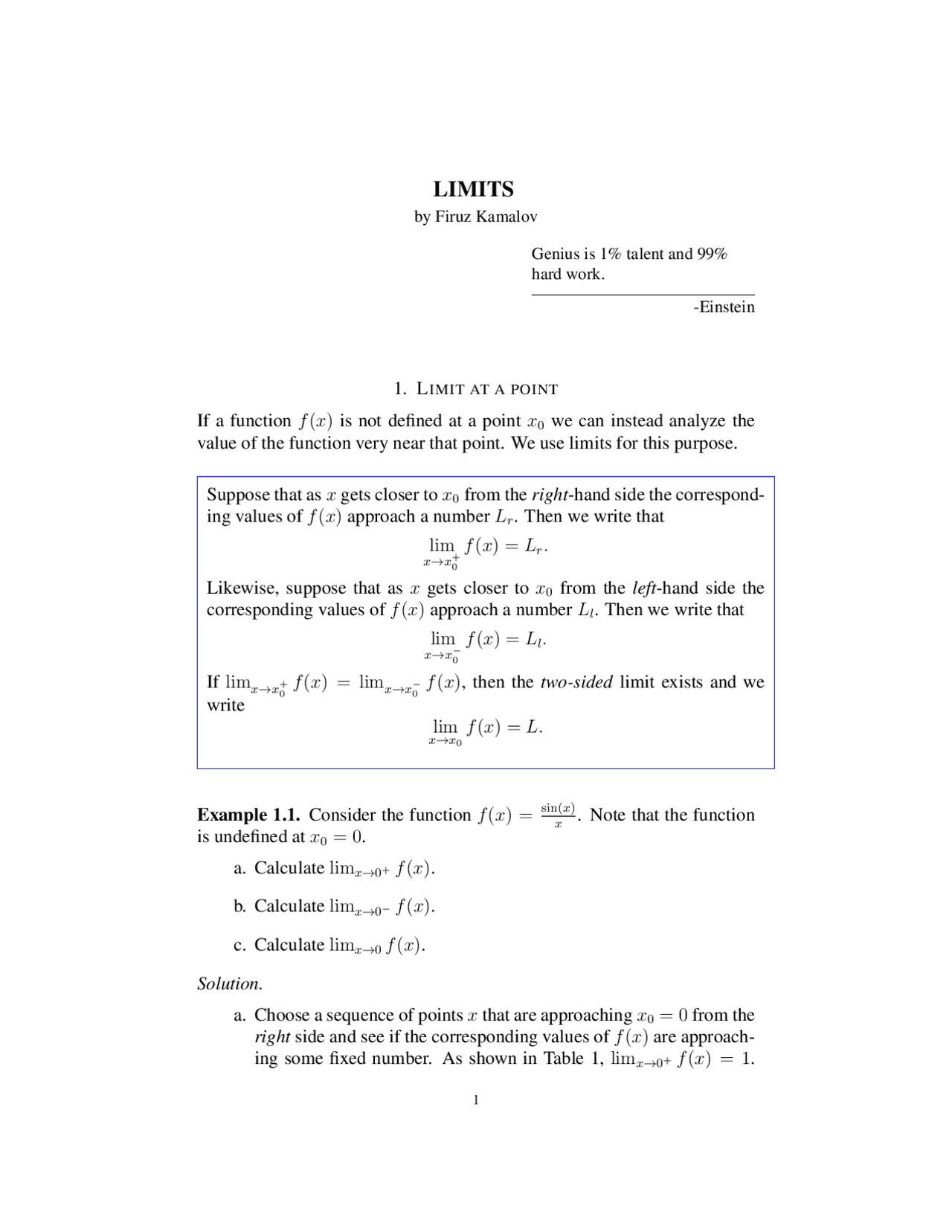 Calculus Limits Behavior Of Functions Exercises Calculus Docsity