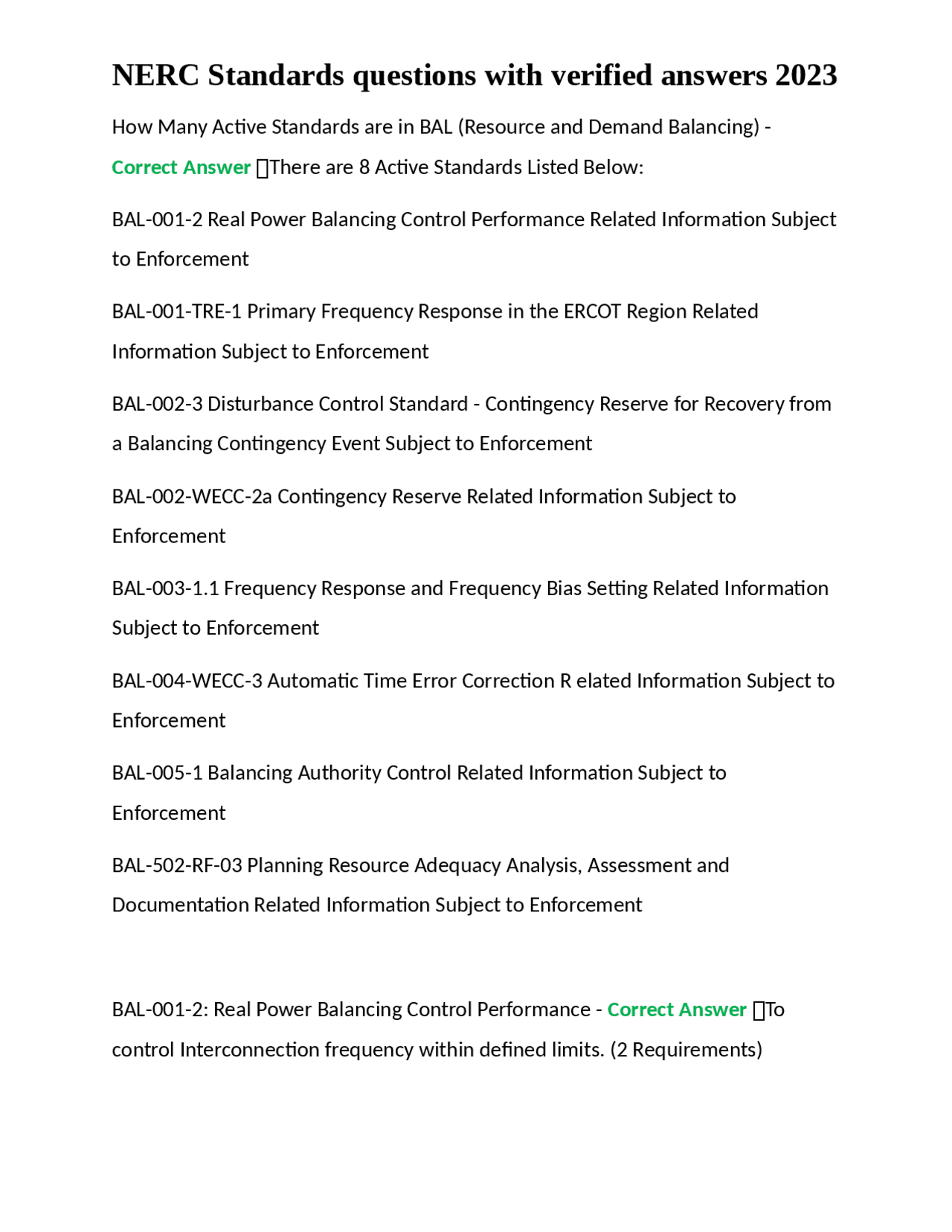Nerc Standards Questions With Verified Answers 2023 Exams Nursing Docsity