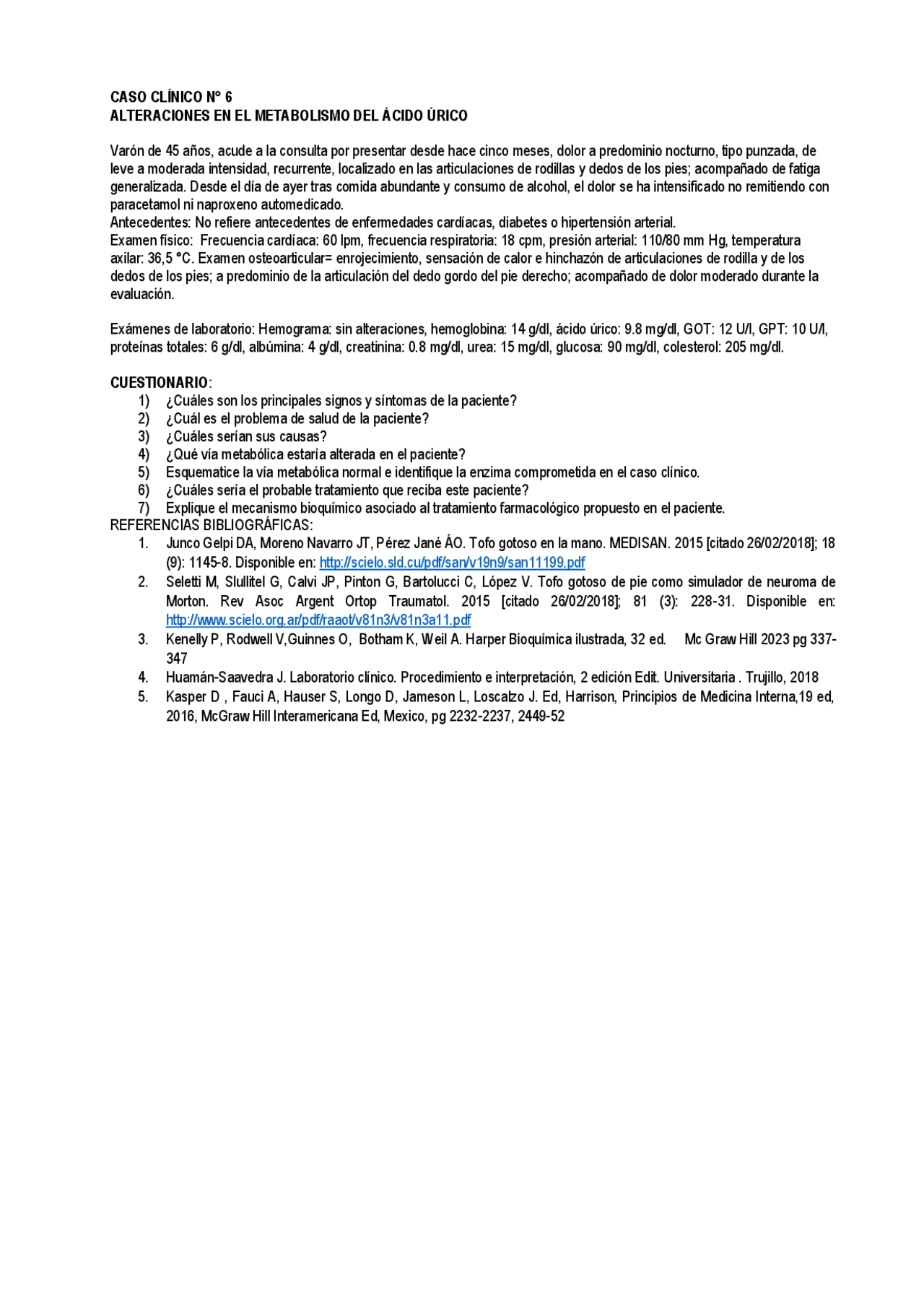 Caso Clinico Semana 6 Apuntes De Bioquímica Docsity