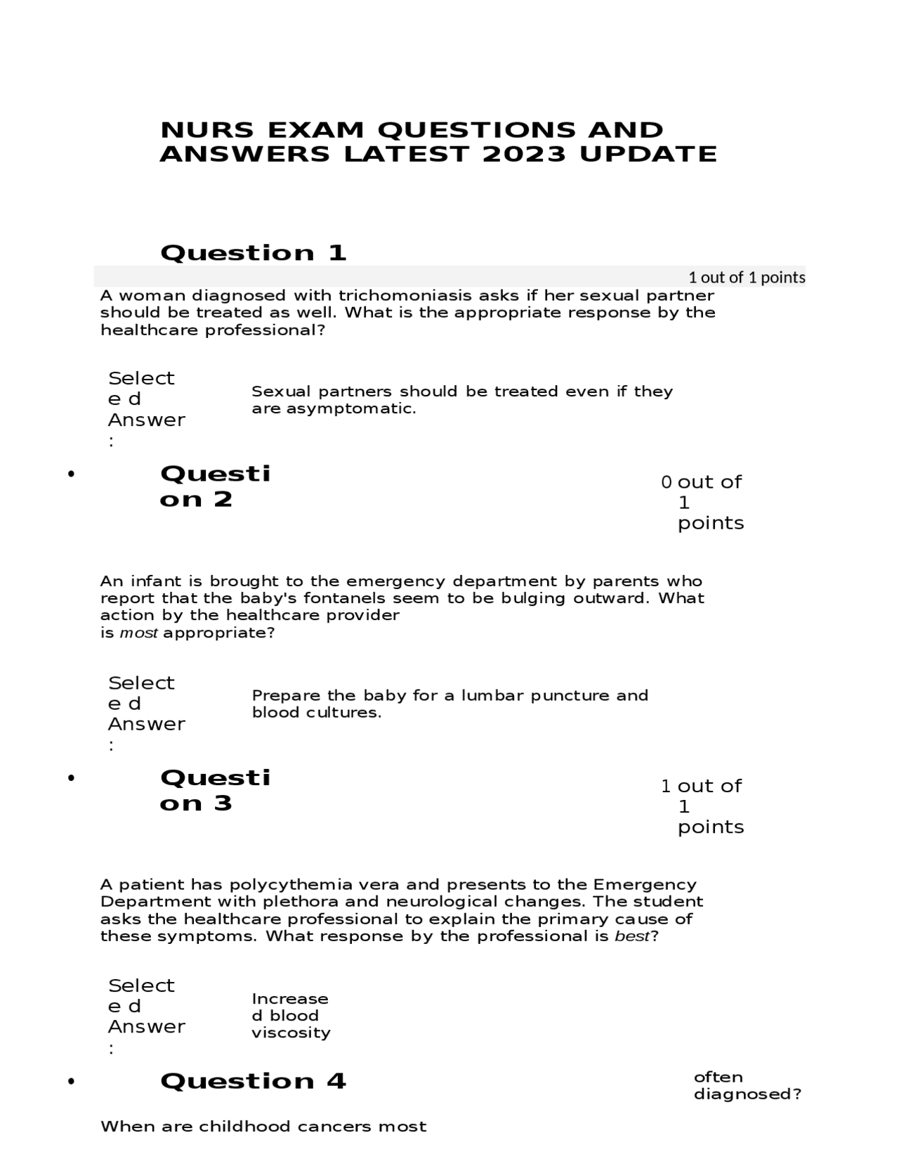 Nurs Exam Questions And Answers Latest 2023 Update Exams Nursing