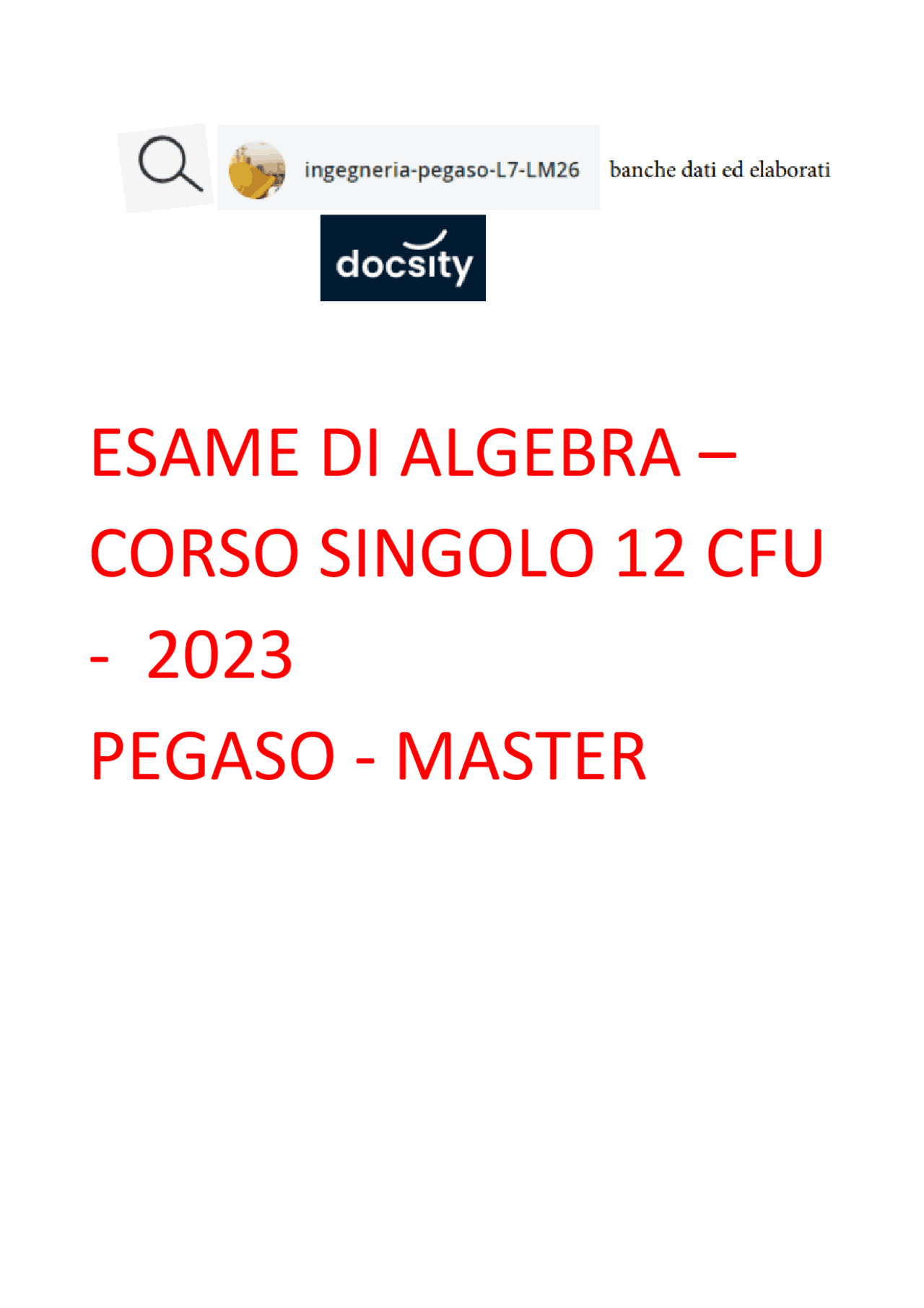 Esame Di Algebra Corso Singolo 12 Cfu Aa 202324 Esame Superato