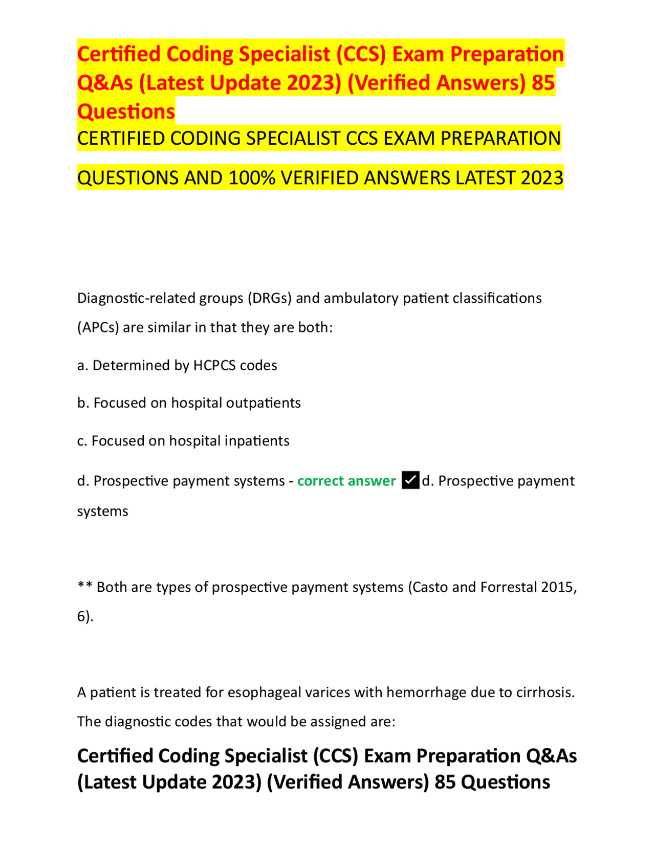 Certified Coding Specialist (CCS) Exam Preparation Q&As (Latest Update ...
