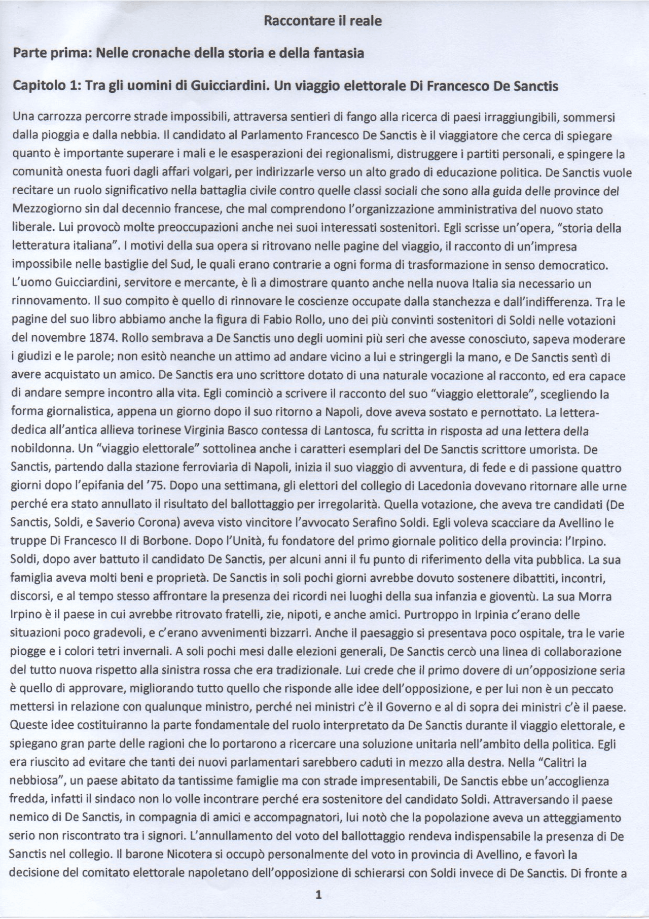 RACCONTARE IL REALE. | Appunti di Letteratura Italiana | Docsity