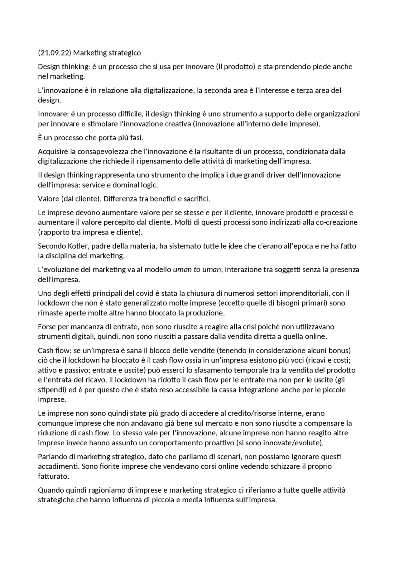 Marketing Strategico | Schemi e mappe concettuali di Marketing | Docsity