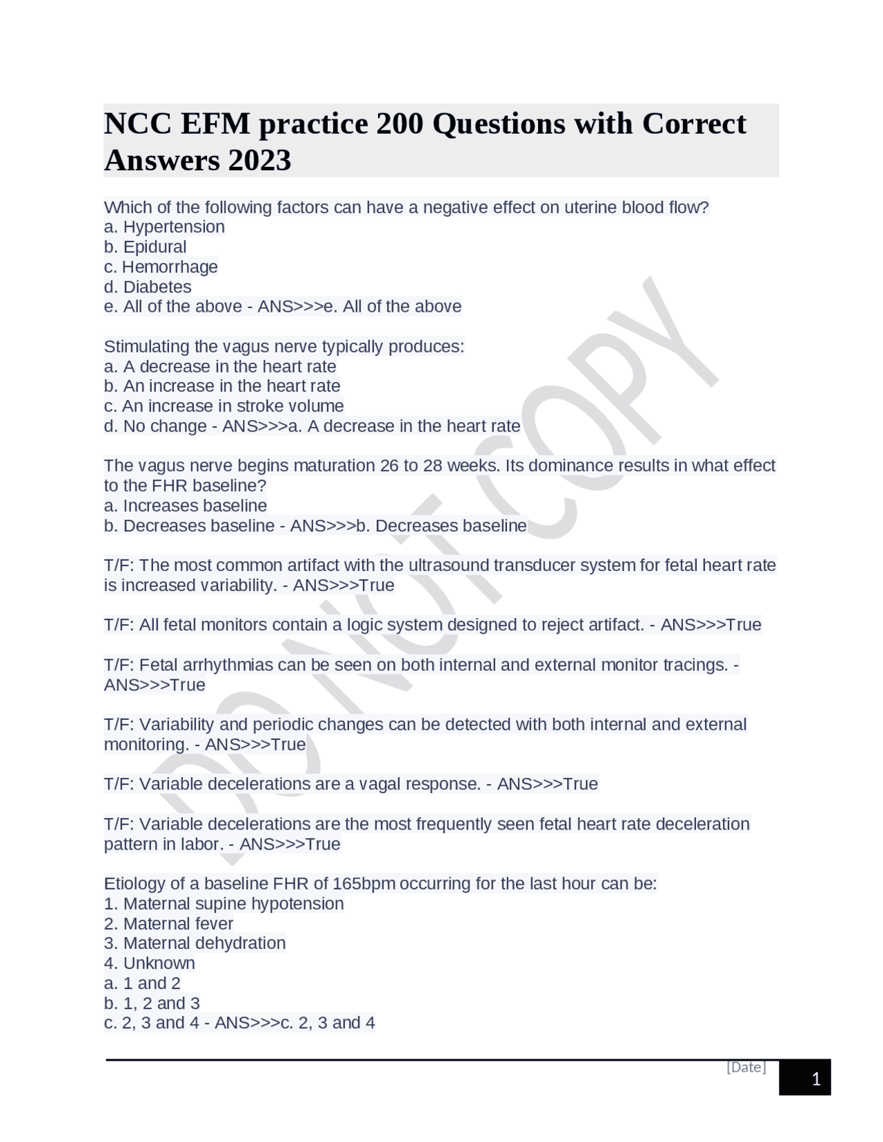 NCC EFM practice 200 Questions with Correct Answers 2023 | Exams ...