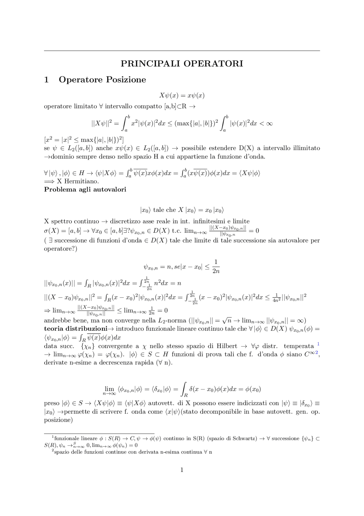 Mq Operatori Posizione Impulso Proiettori Zwirner Unipd Appunti