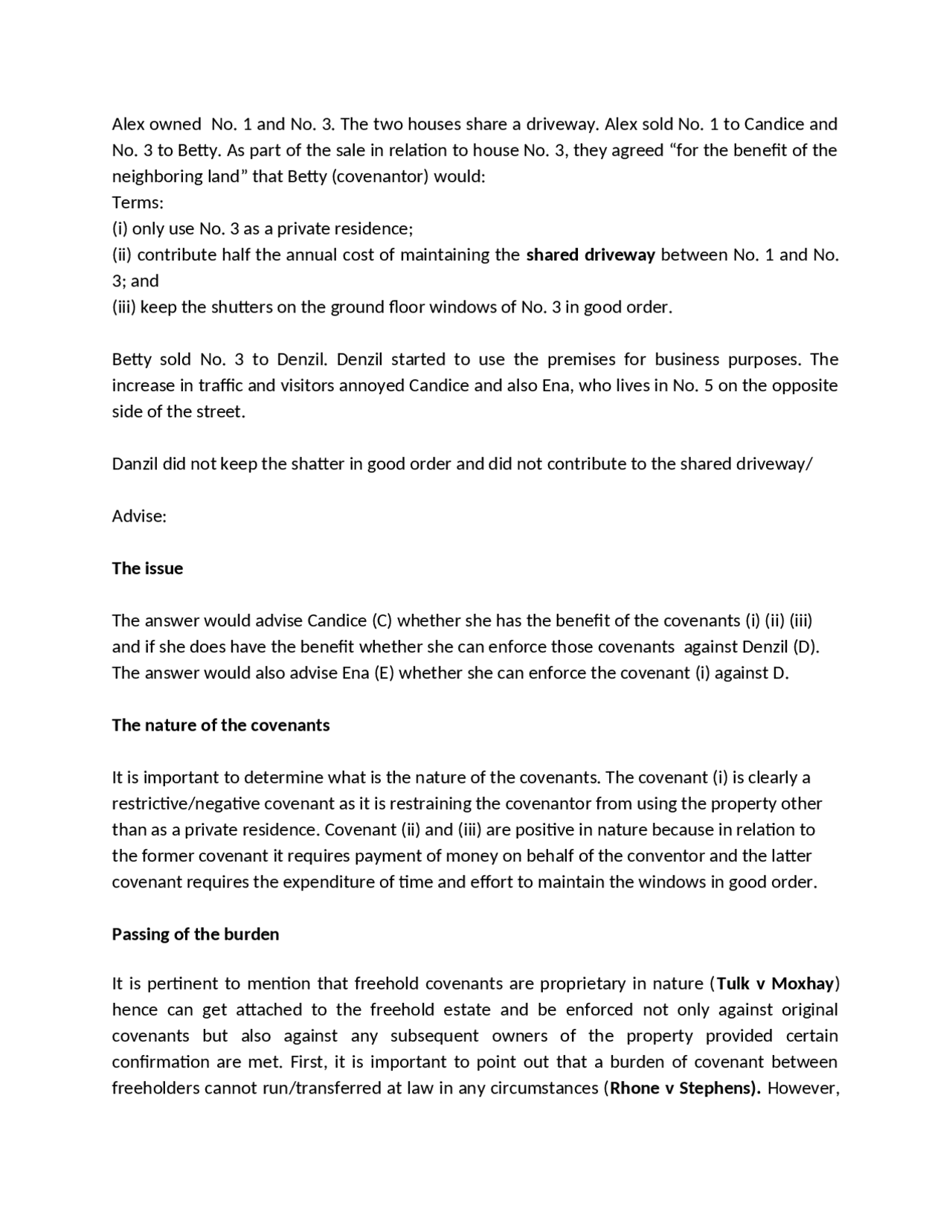 Enforcement of Covenants in Real Property Transactions | Study notes ...