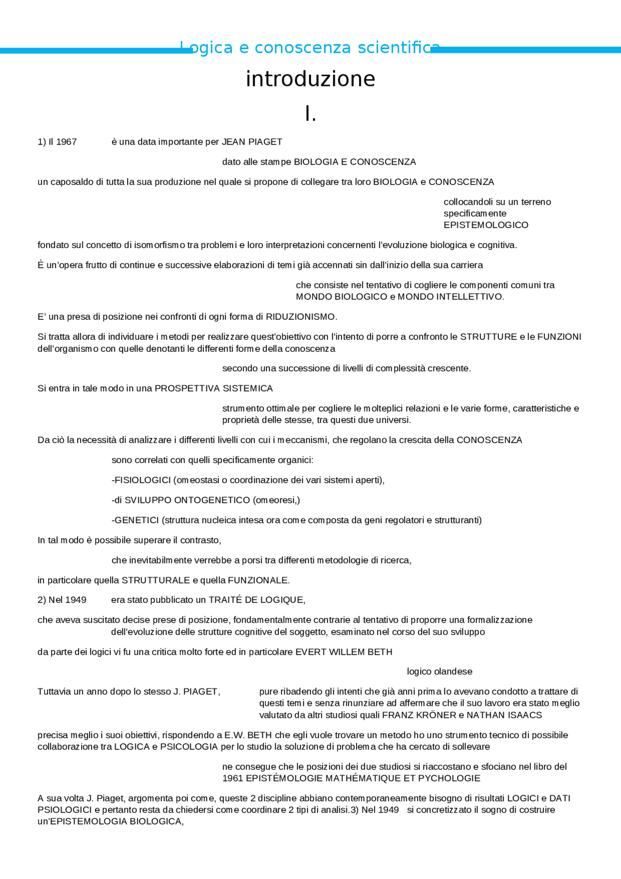riassunto logica e conoscenza scientifica piaget | Sintesi del corso di ...